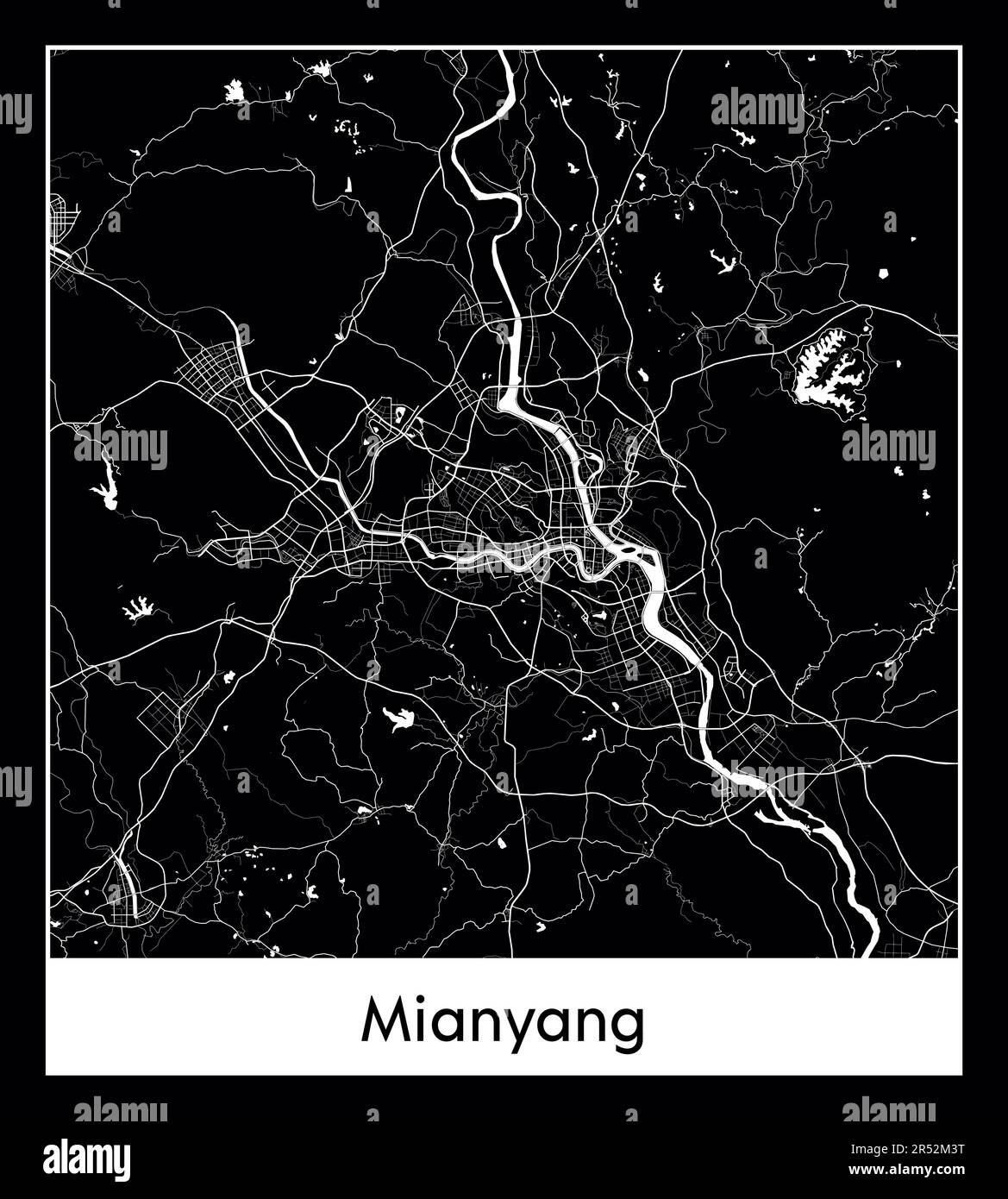 Minimal city map of Mianyang (China Asia Stock Vector Image & Art - Alamy