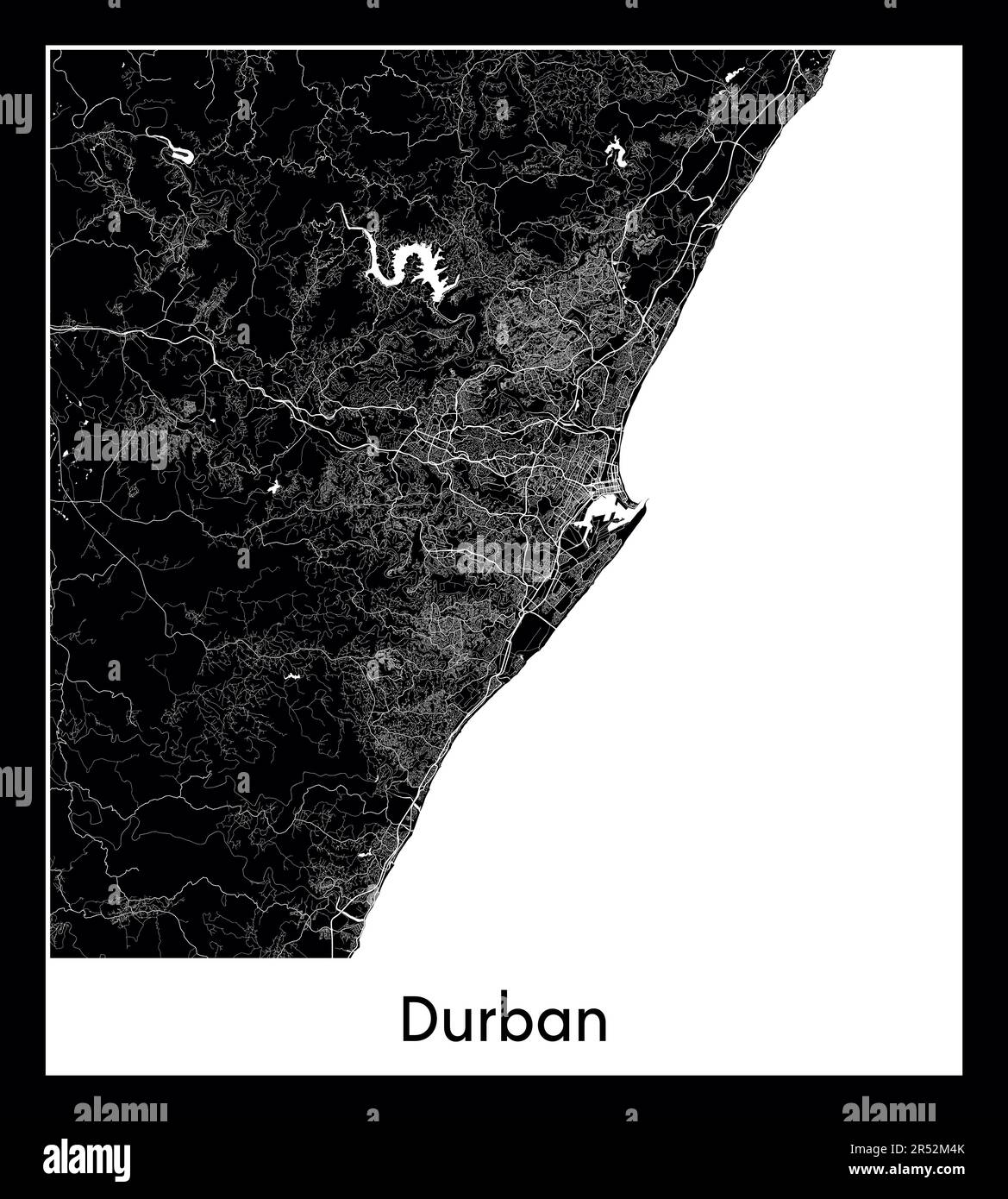 Minimal city map of Durban (South Africa Africa Stock Vector Image ...