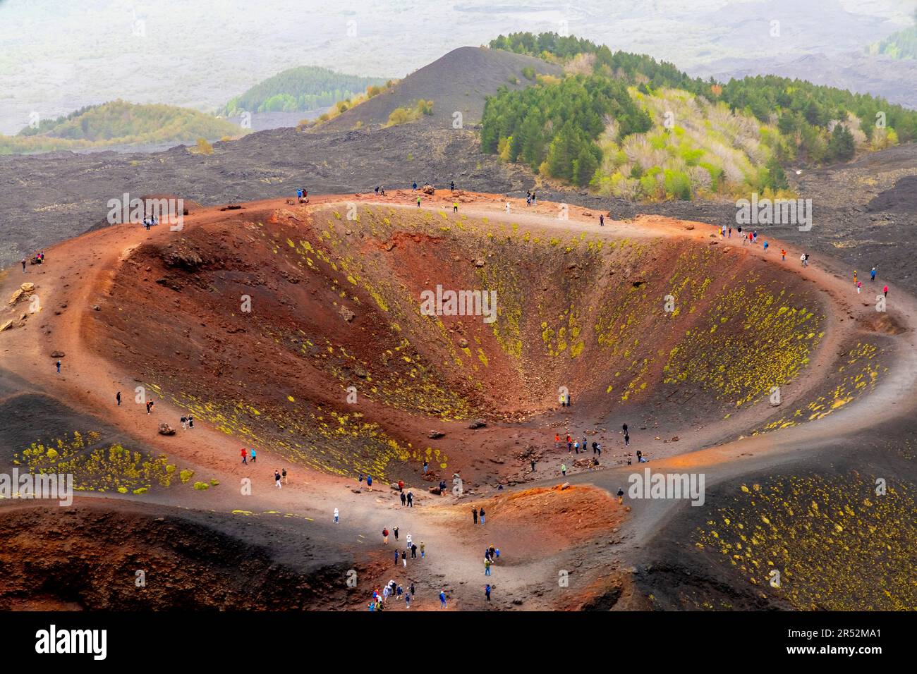 Elevated view of Silvestri crater. Colorful Volcanic Landscape of Mount ...