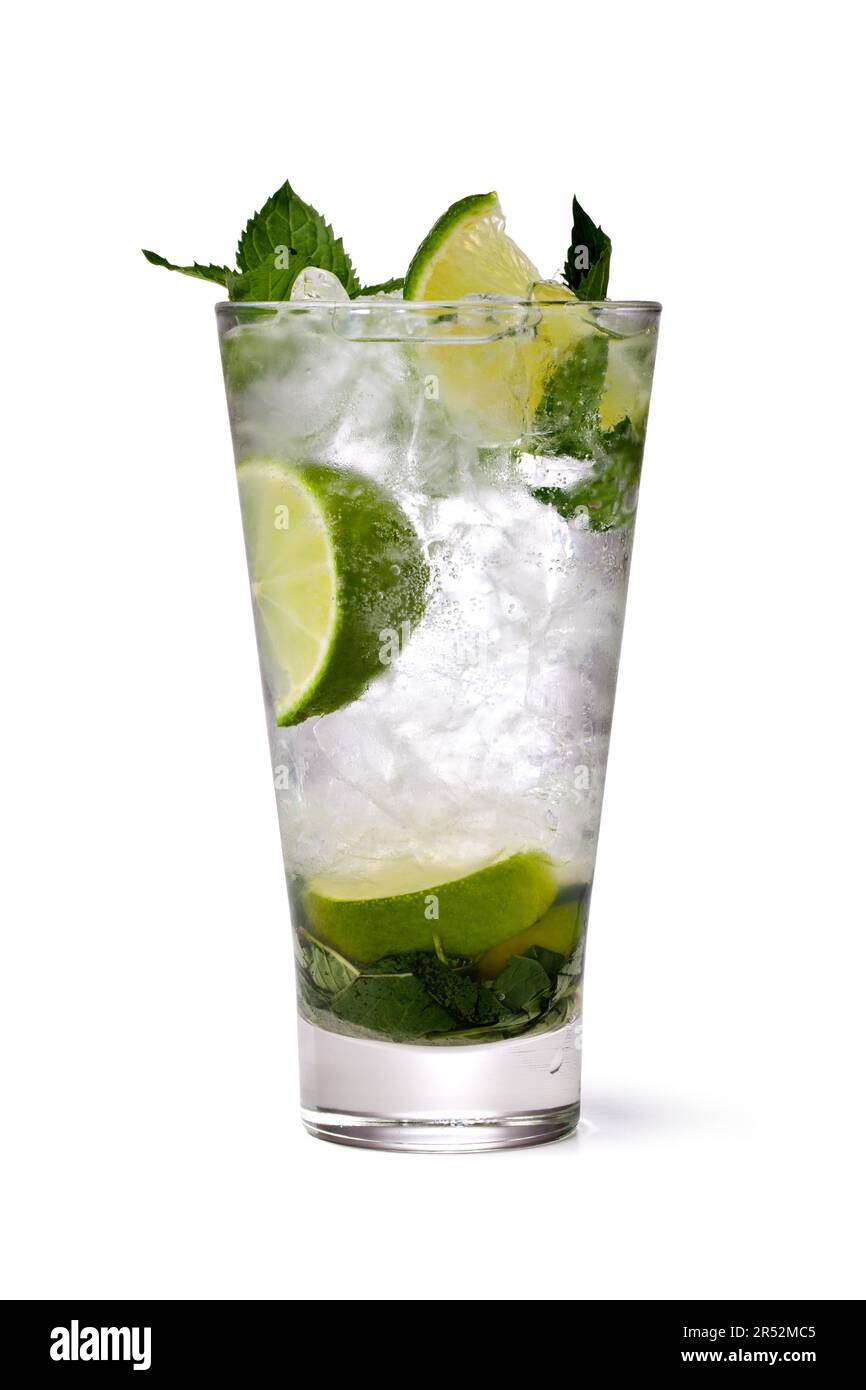 cold fresh lemonade. Isolated on white background Stock Photo - Alamy