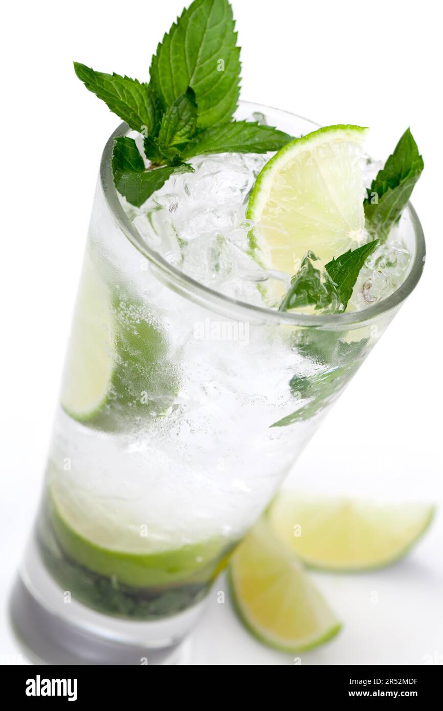 cold fresh lemonade. Isolated on white background Stock Photo - Alamy