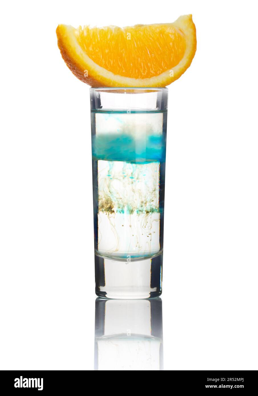 Short alcohol cocktail with orange slice isolated on white background ...
