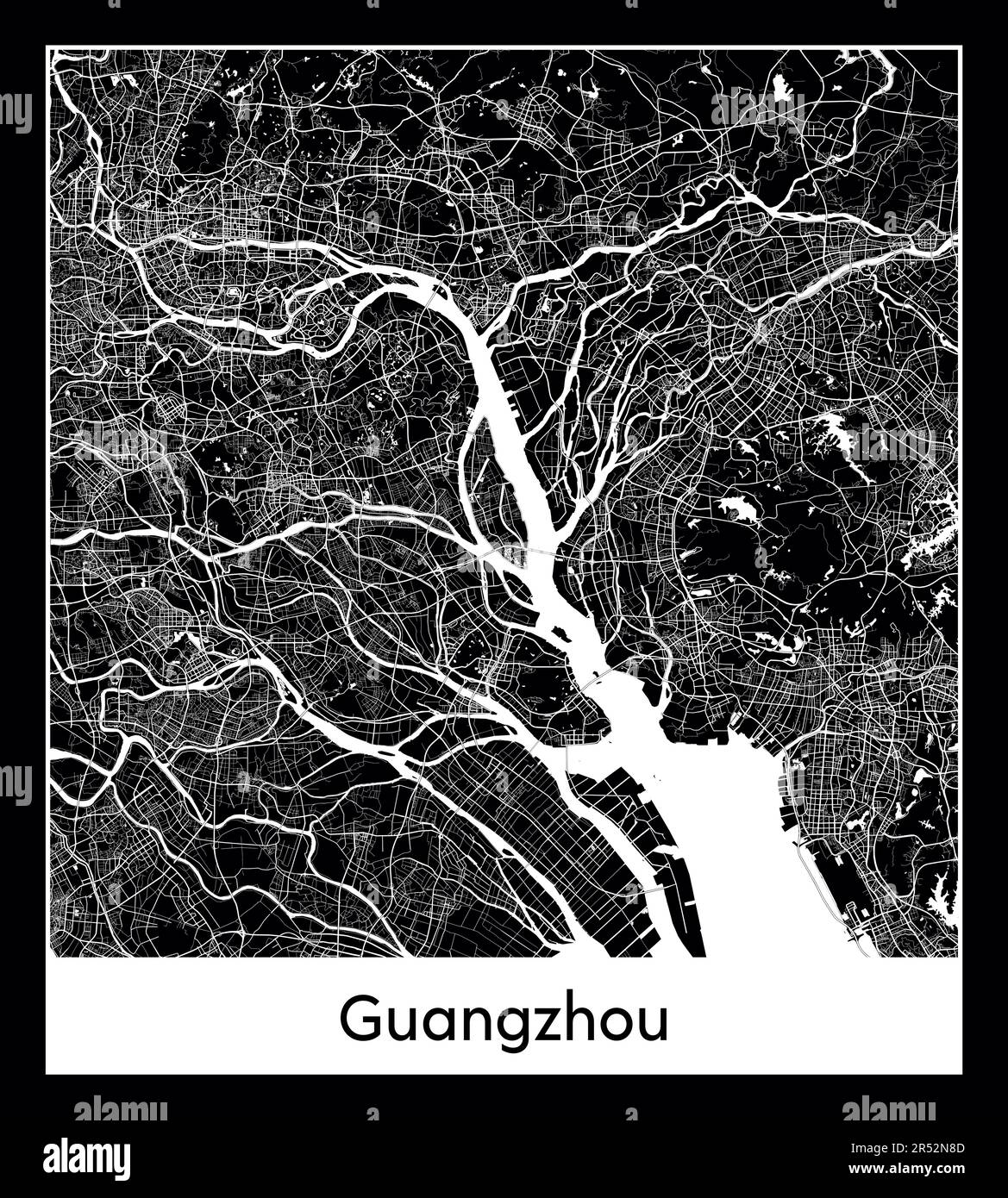 Minimal city map of Guangzhou (China AMinimal city map of Guangzhou ...