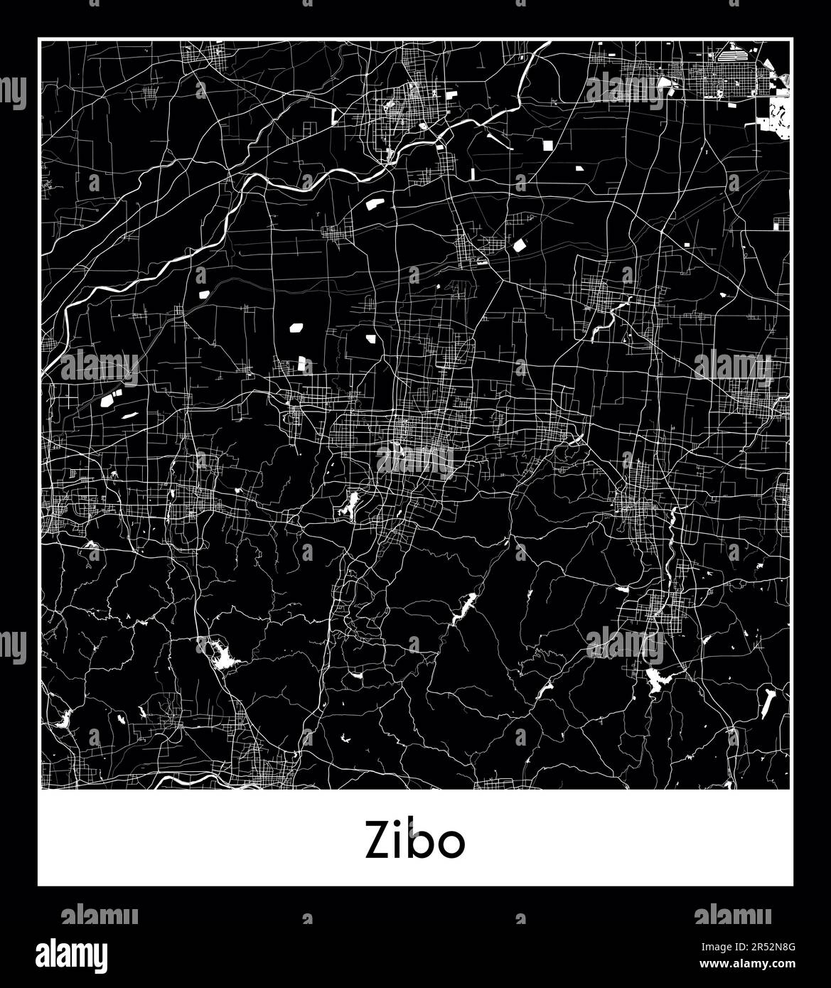 Minimal city map of Zibo (China Asia)Minimal city map of Zibo (China ...