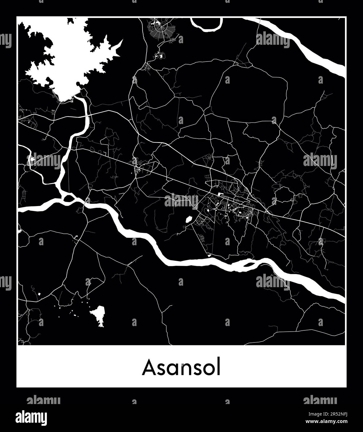 Minimal city map of Asansol (India Asia)Minimal city map of Asansol ...