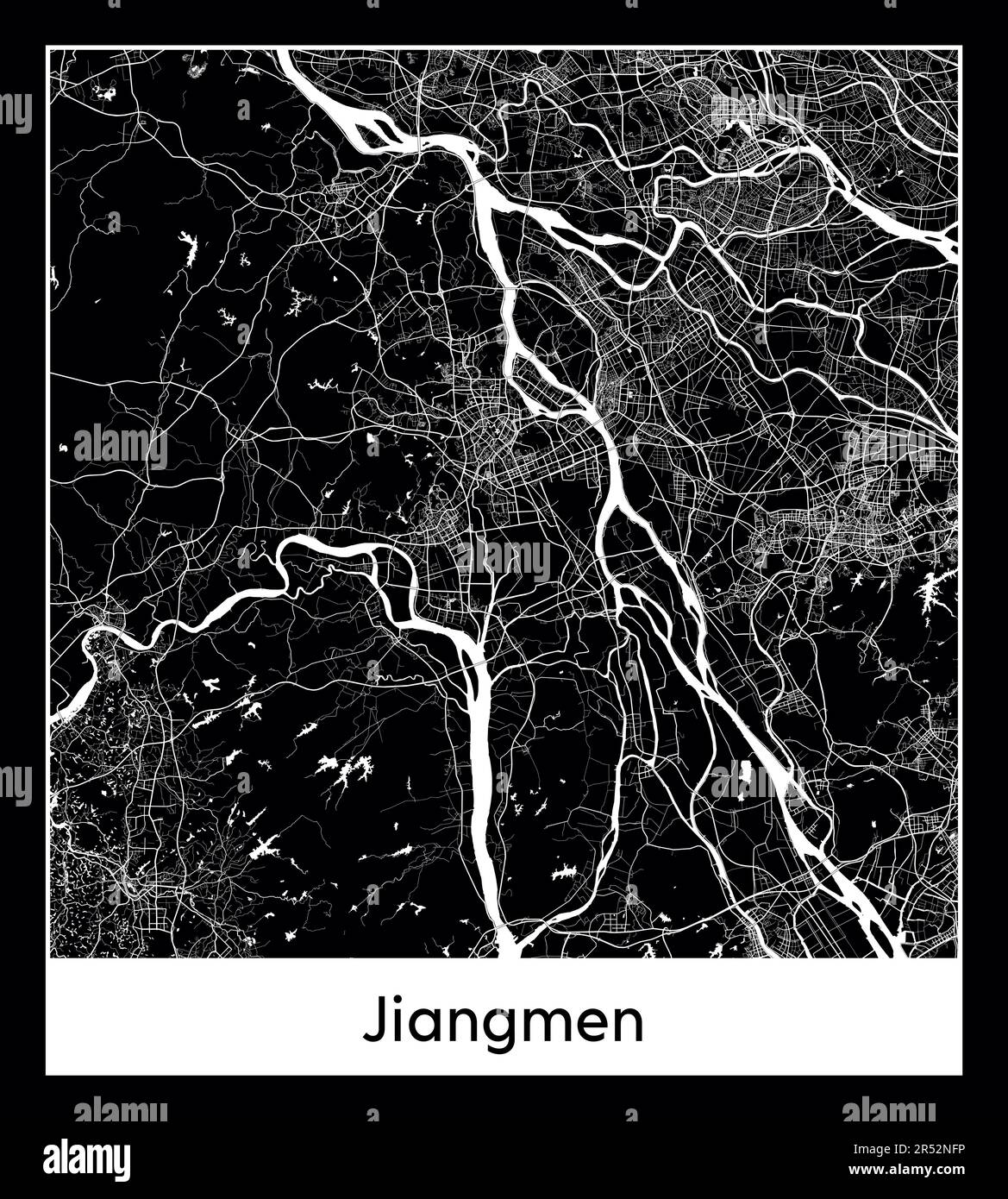 Minimal city map of Jiangmen (China AsiMinimal city map of Jiangmen ...