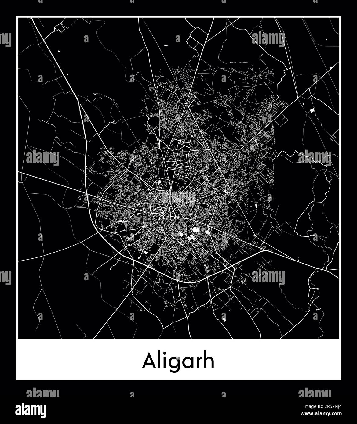 Minimal city map of Aligarh (India Asia)Minimal city map of Aligarh ...