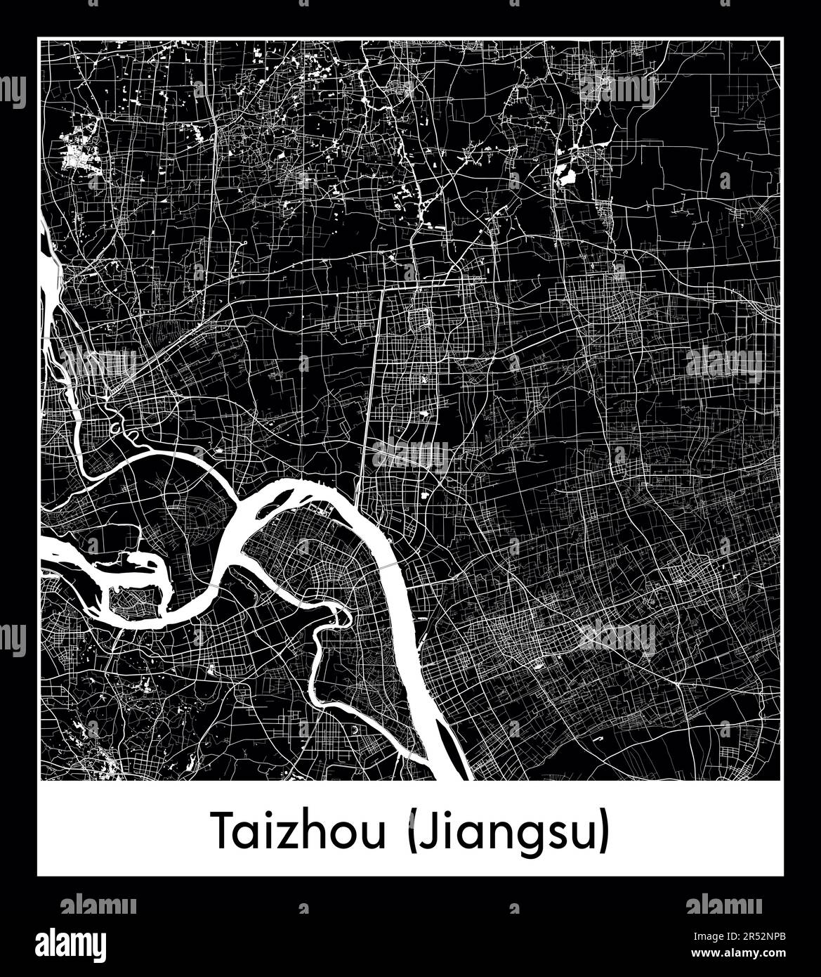 Minimal city map of Taizhou (Jiangsu) (China Asia Stock Vector Image ...