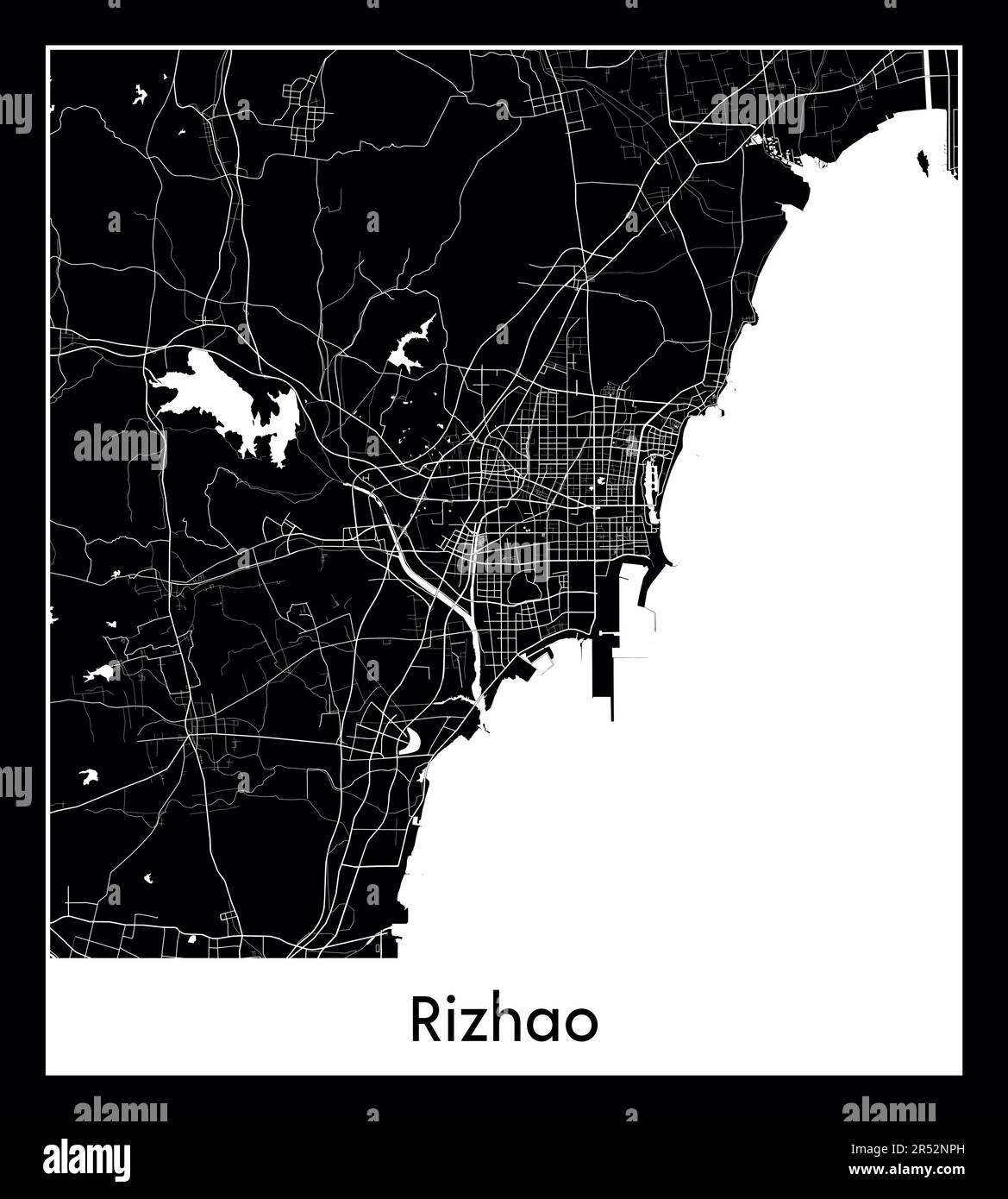 Minimal city map of Rizhao (China Asia)Minimal city map of Rizhao ...