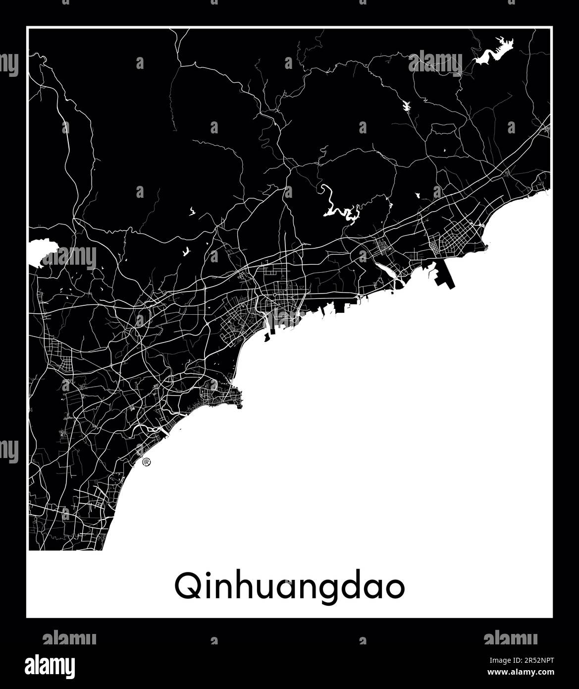 Minimal city map of Qinhuangdao (ChinaMinimal city map of Qinhuangdao ...