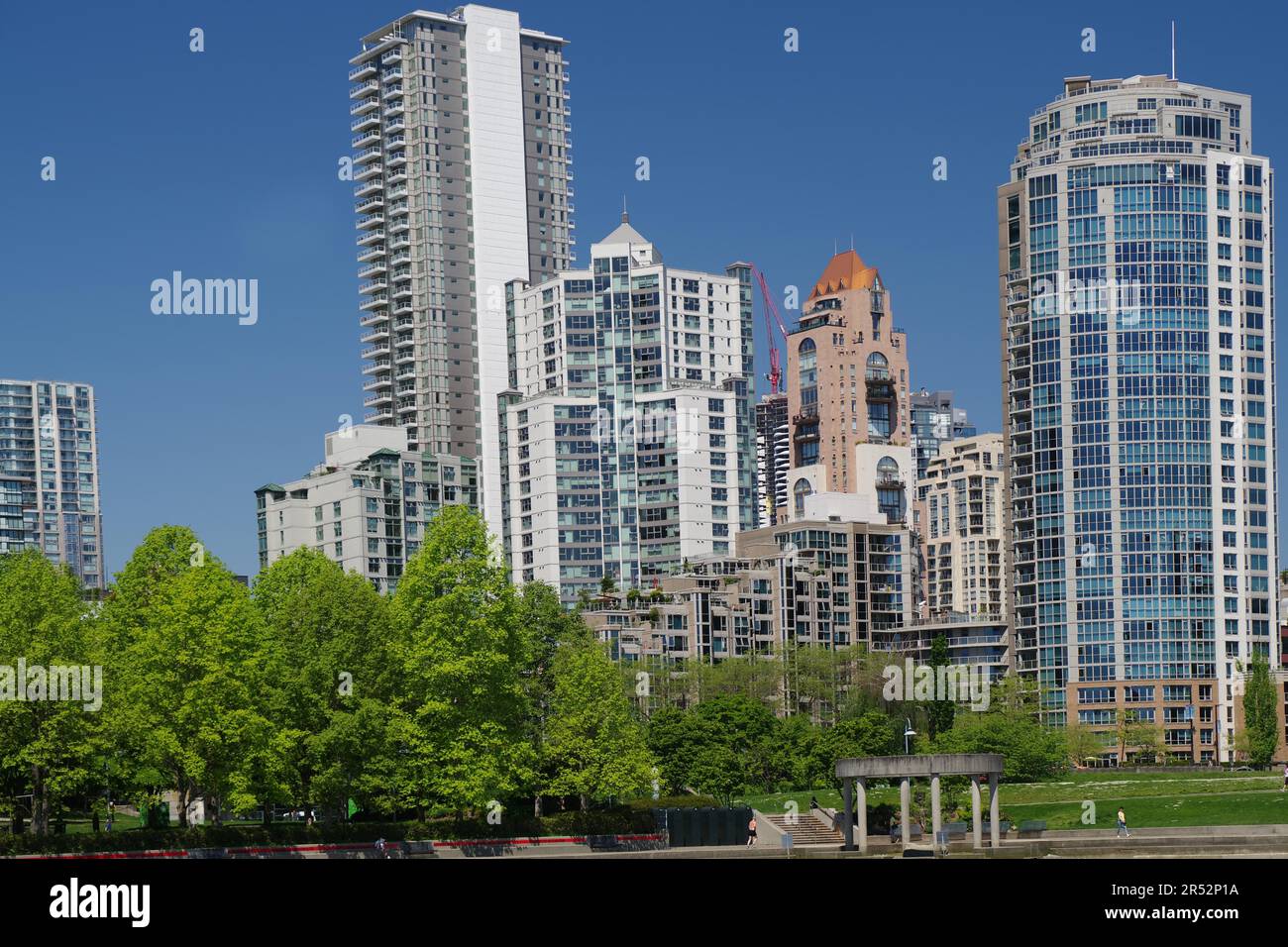 High-rise buildings and green spaces, False Creek, Vancouver Downtown ...