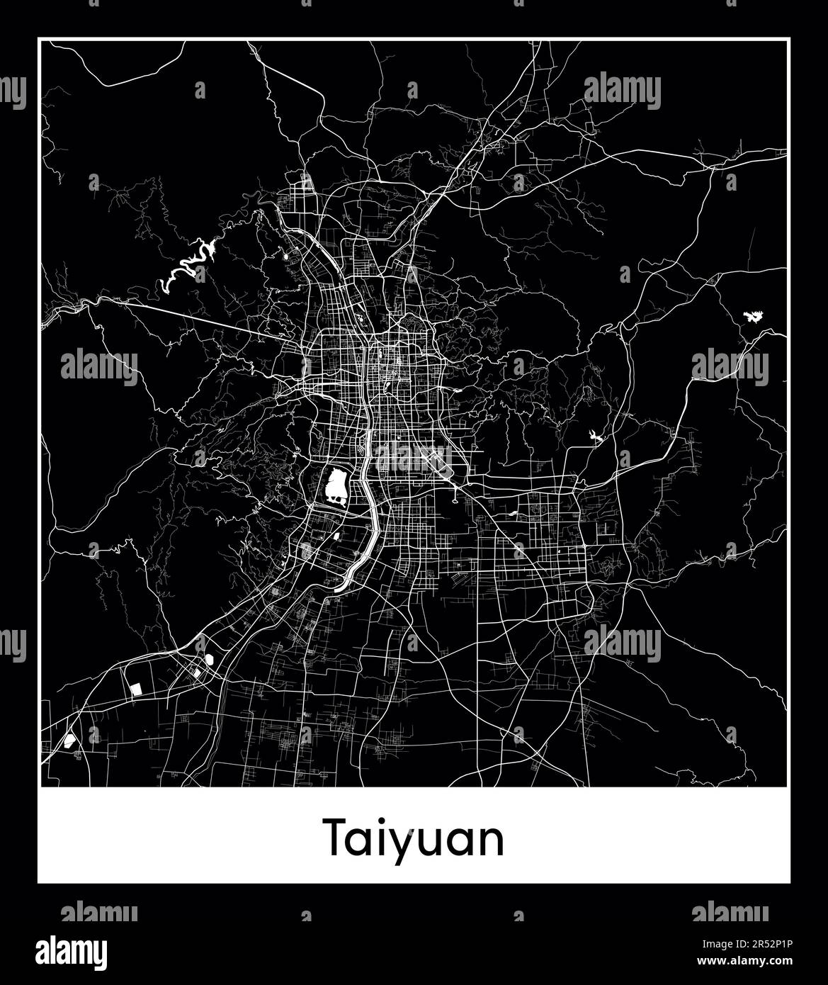 Minimal city map of Taiyuan (China Asia)Minimal city map of Taiyuan ...