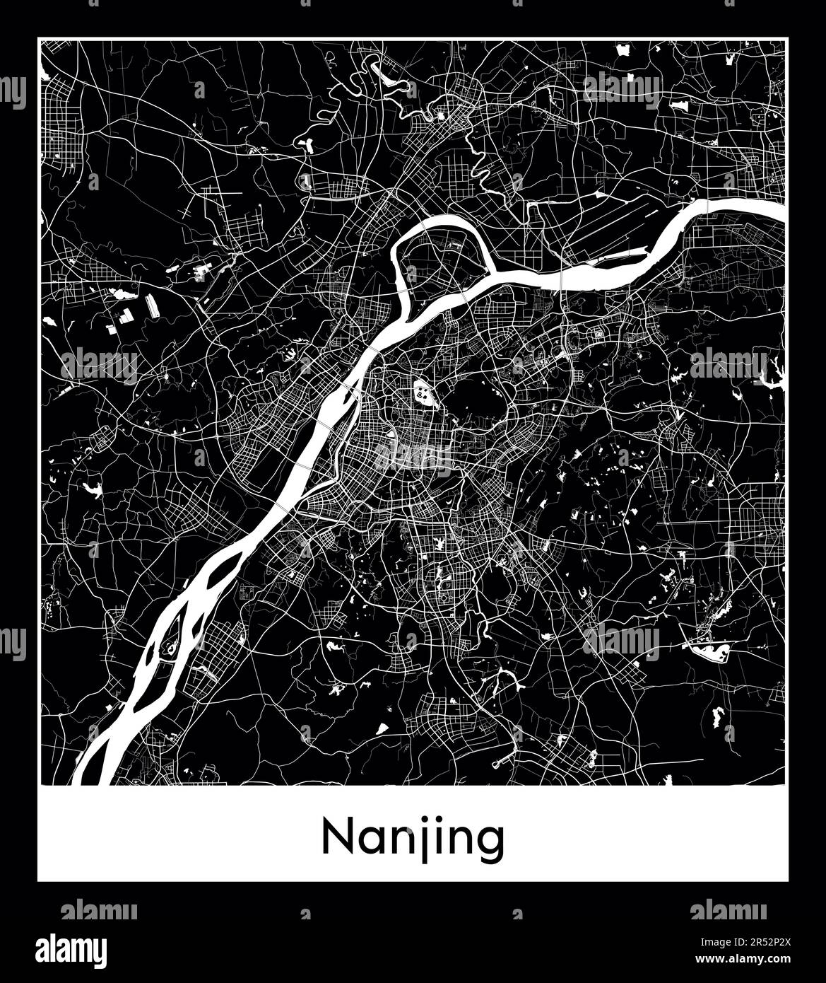Minimal city map of Nanjing (China Asia)Minimal city map of Nanjing ...