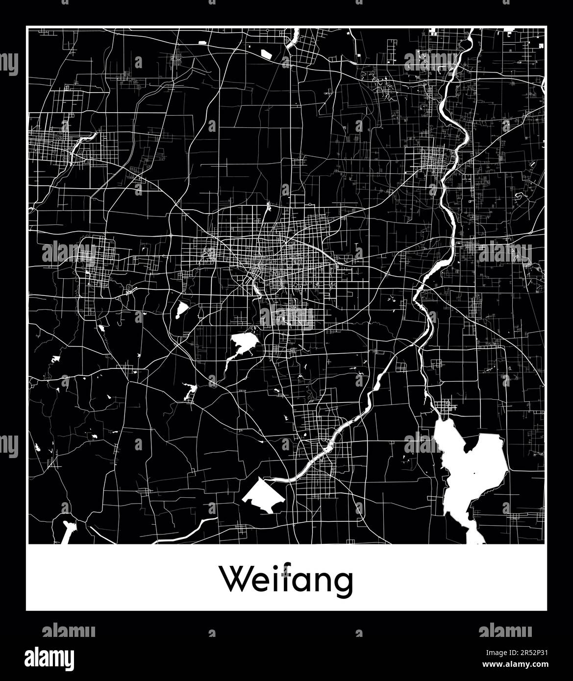 Minimal city map of Weifang (China AsiaMinimal city map of Weifang ...