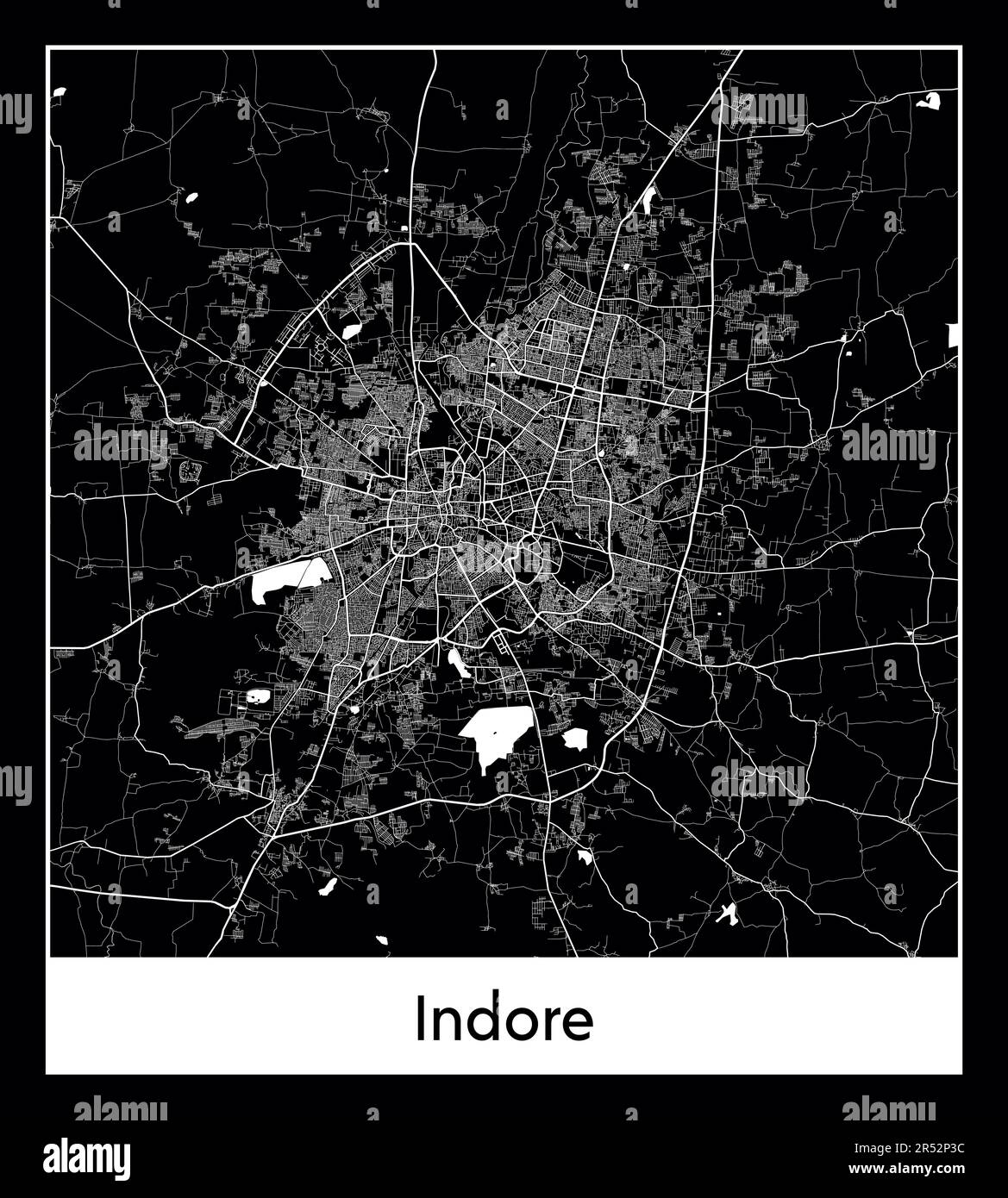 Minimal city map of Indore (India Asia)Minimal city map of Indore ...