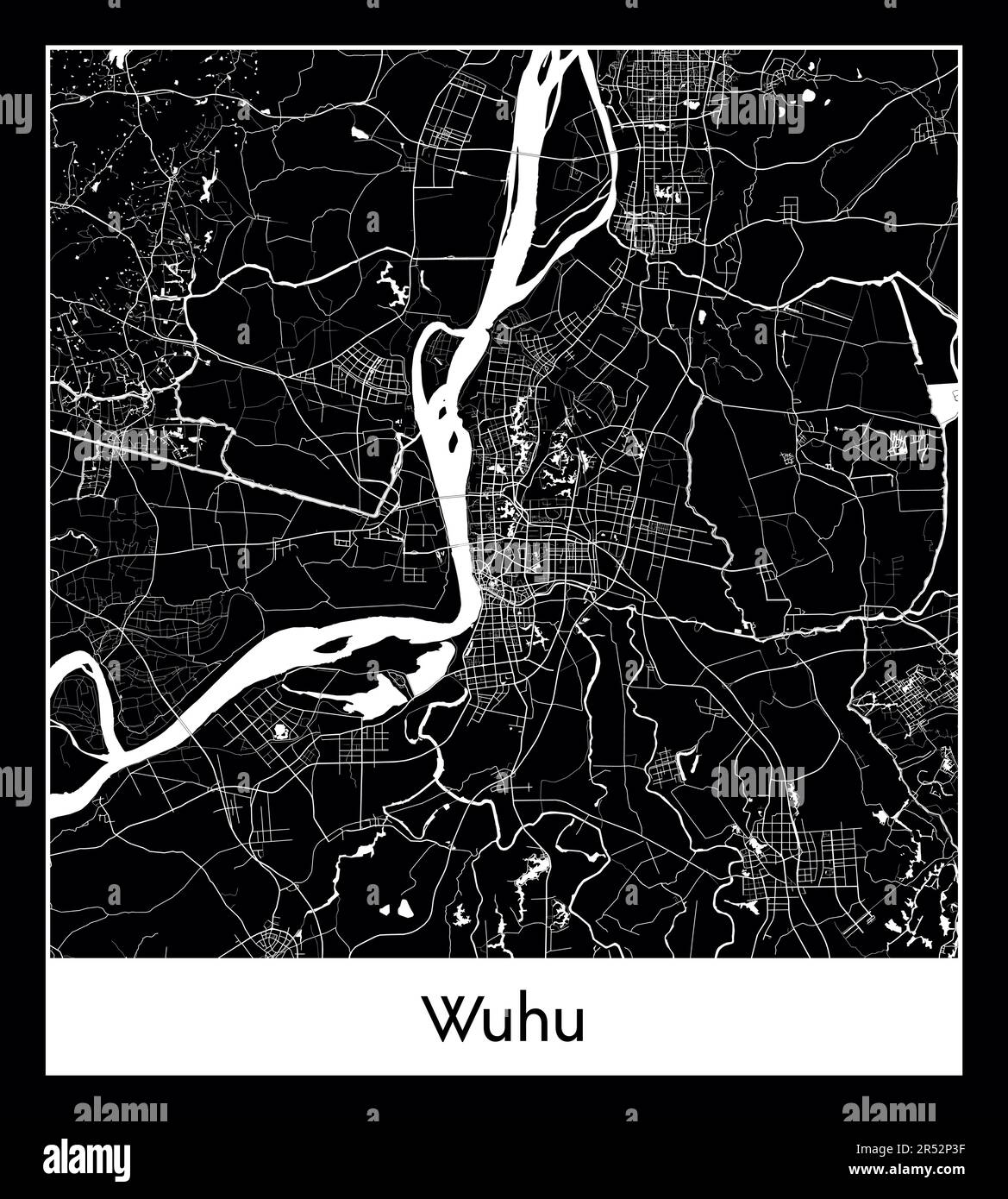 Minimal city map of Wuhu (China Asia)Minimal city map of Wuhu (China ...
