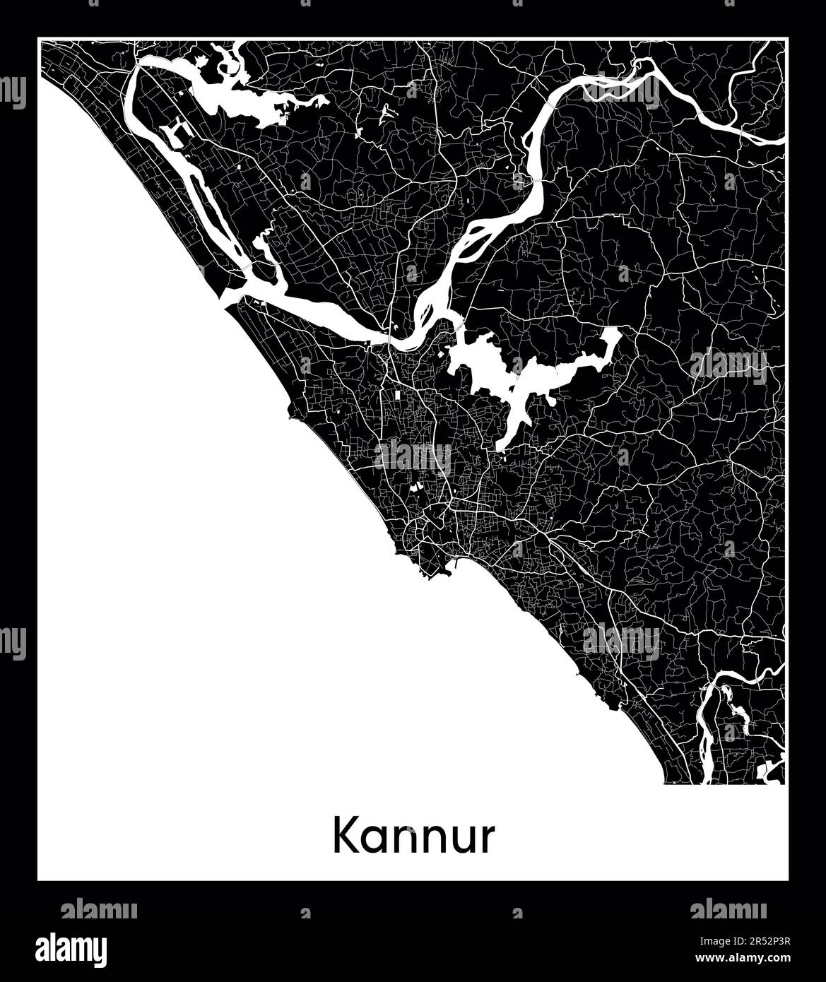 Minimal city map of Kannur (India Asia)Minimal city map of Kannur ...