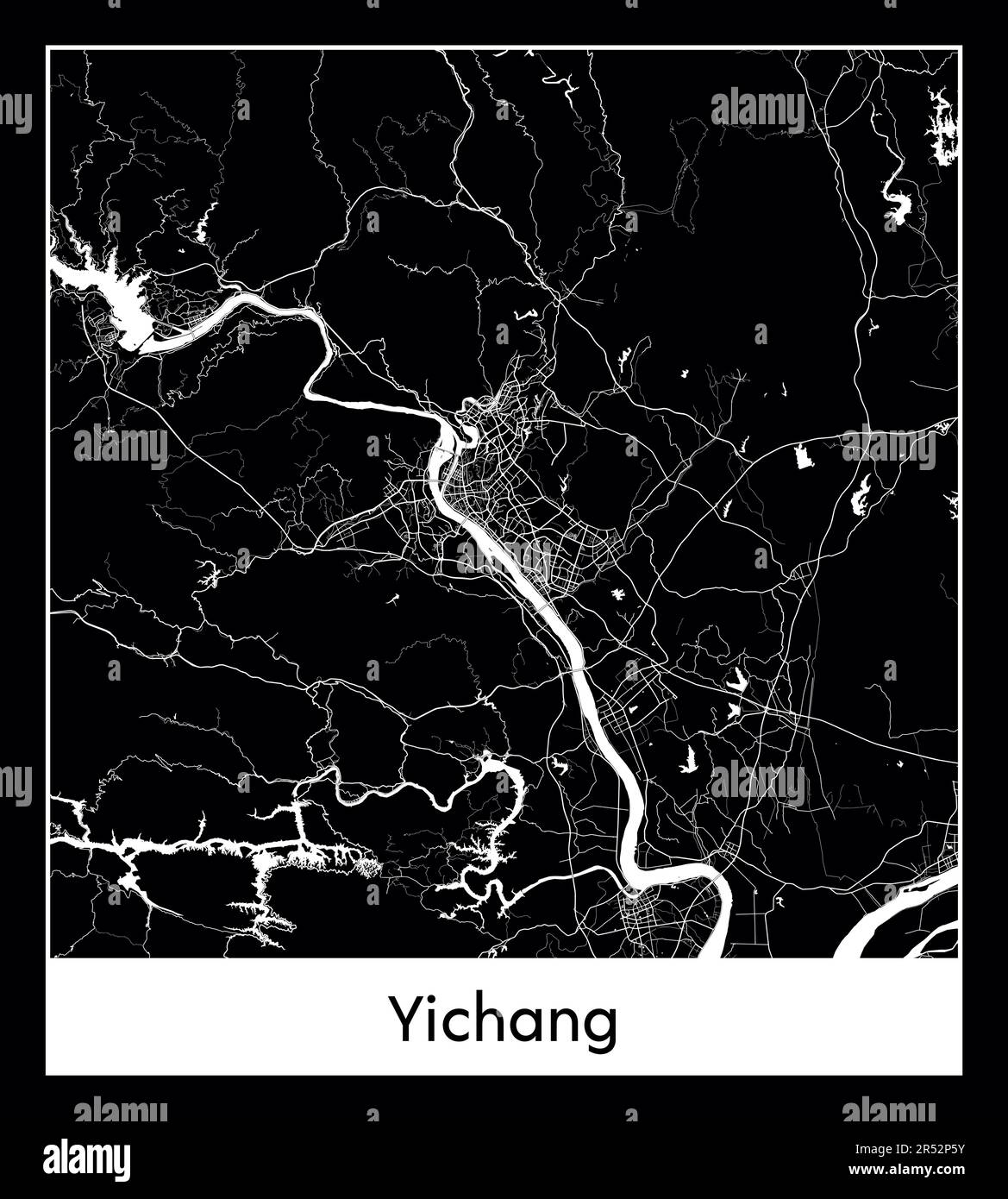 Minimal city map of Yichang (China AsiaMinimal city map of Yichang ...