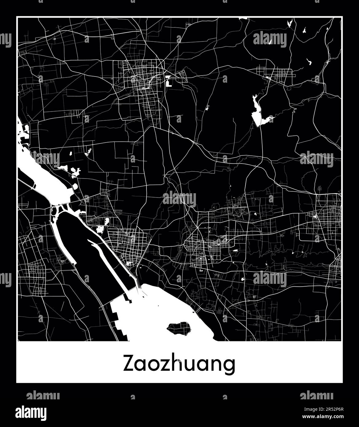 Minimal city map of Zaozhuang (China AMinimal city map of Zaozhuang ...
