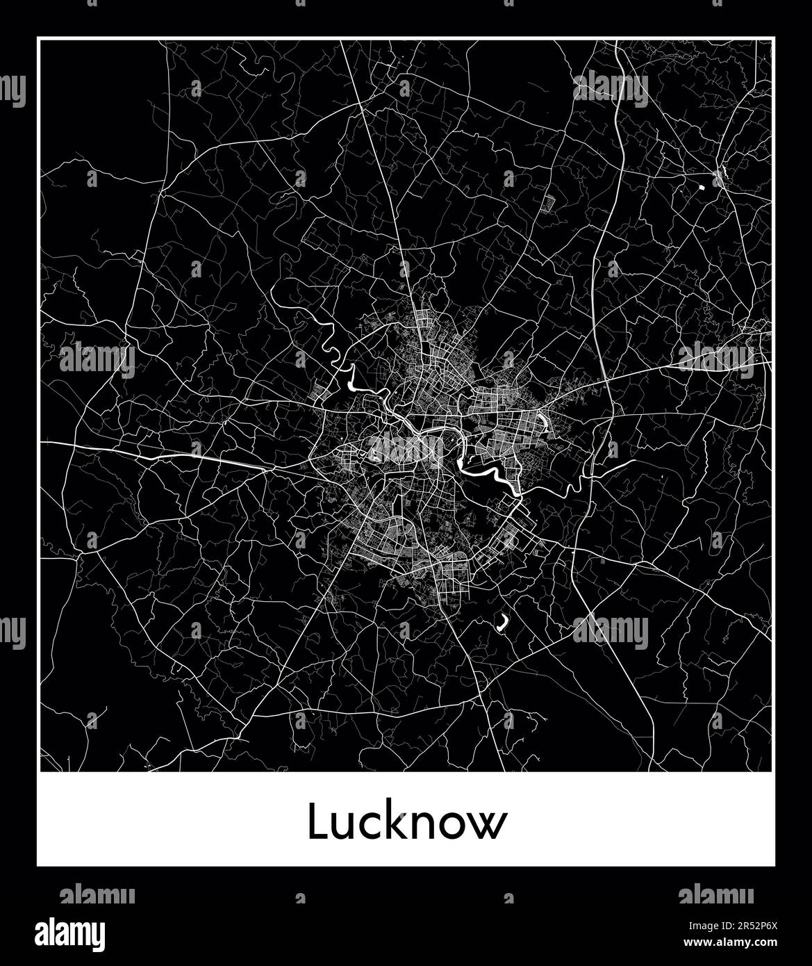 Minimal city map of Lucknow (India Asia)Minimal city map of Lucknow ...