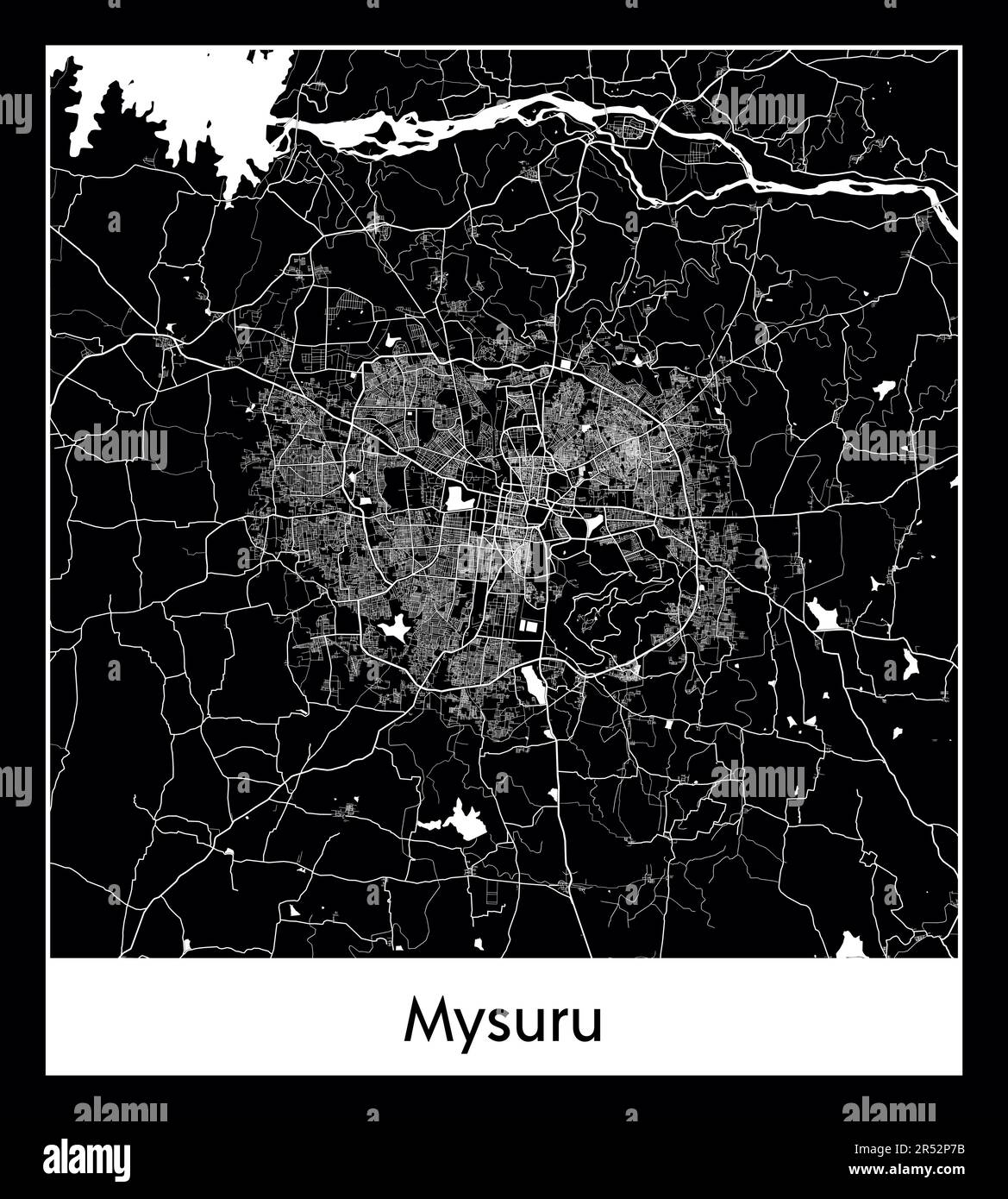 Minimal city map of Mysuru (India Asia)Minimal city map of Mysuru ...