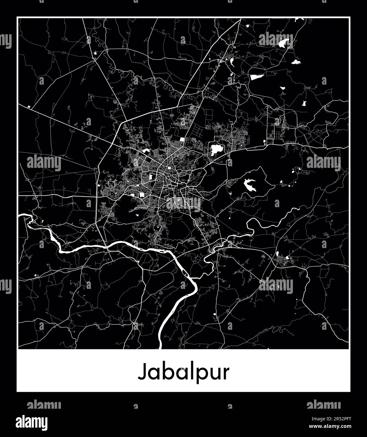 Minimal city map of Jabalpur (India Asia)Minimal city map of Jabalpur ...