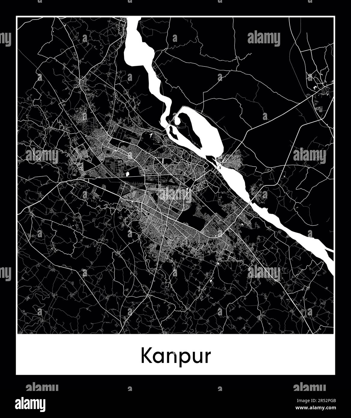 Minimal city map of Kanpur (India Asia)Minimal city map of Kanpur ...