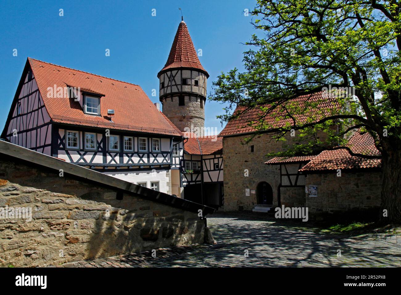 School bell tower, school building, Steinerne Gaden, Ostheim, Rhoen ...