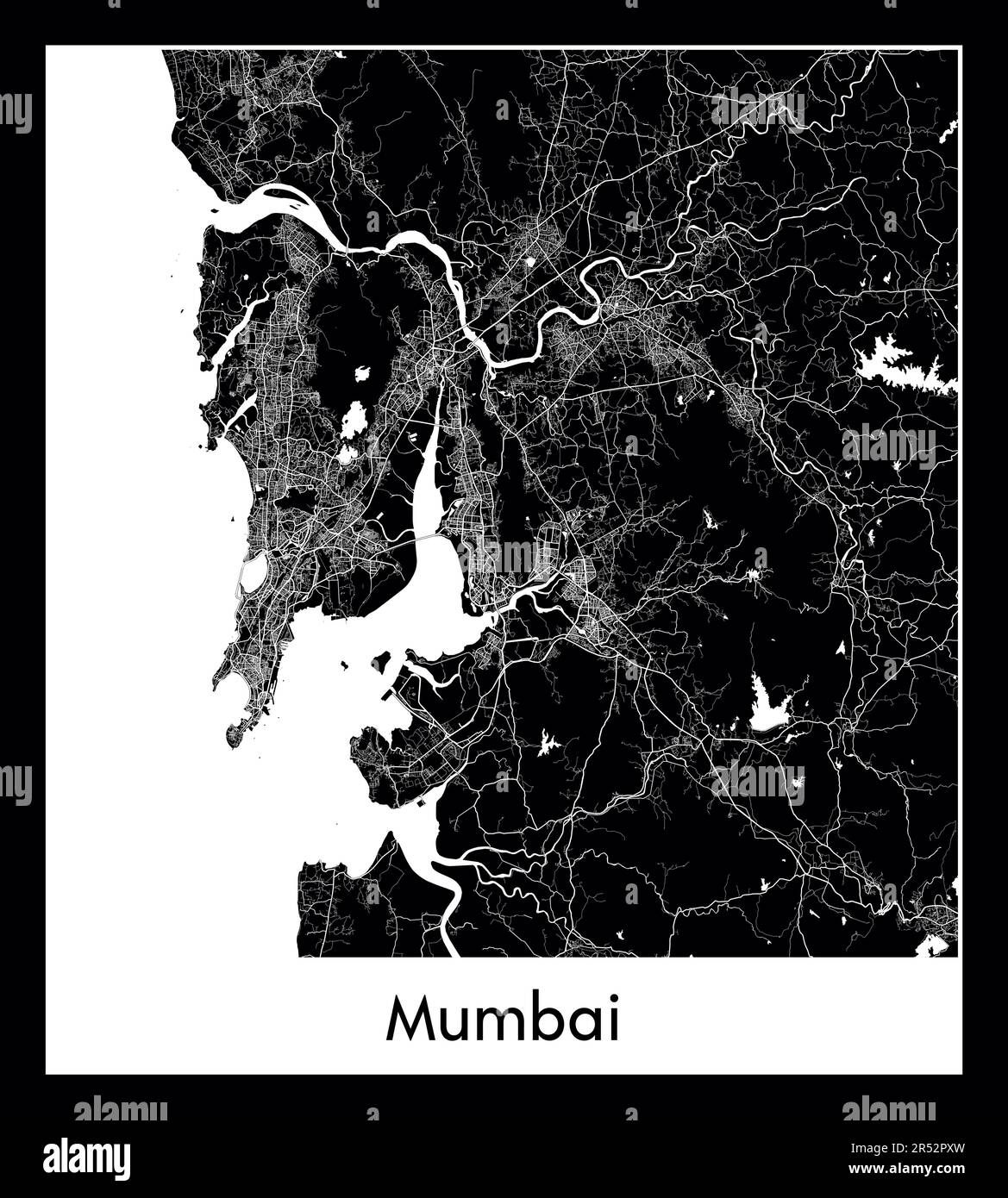 Minimal city map of Mumbai (India Asia)Minimal city map of Mumbai ...