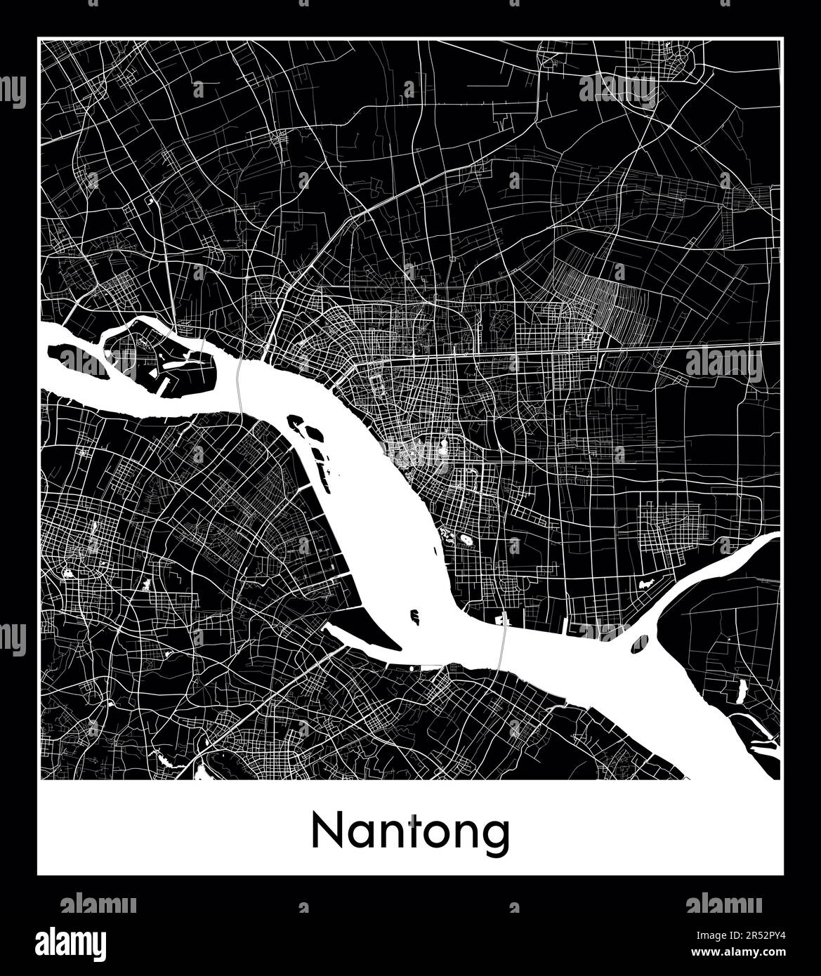 Minimal city map of Nantong (China AsiaMinimal city map of Nantong ...