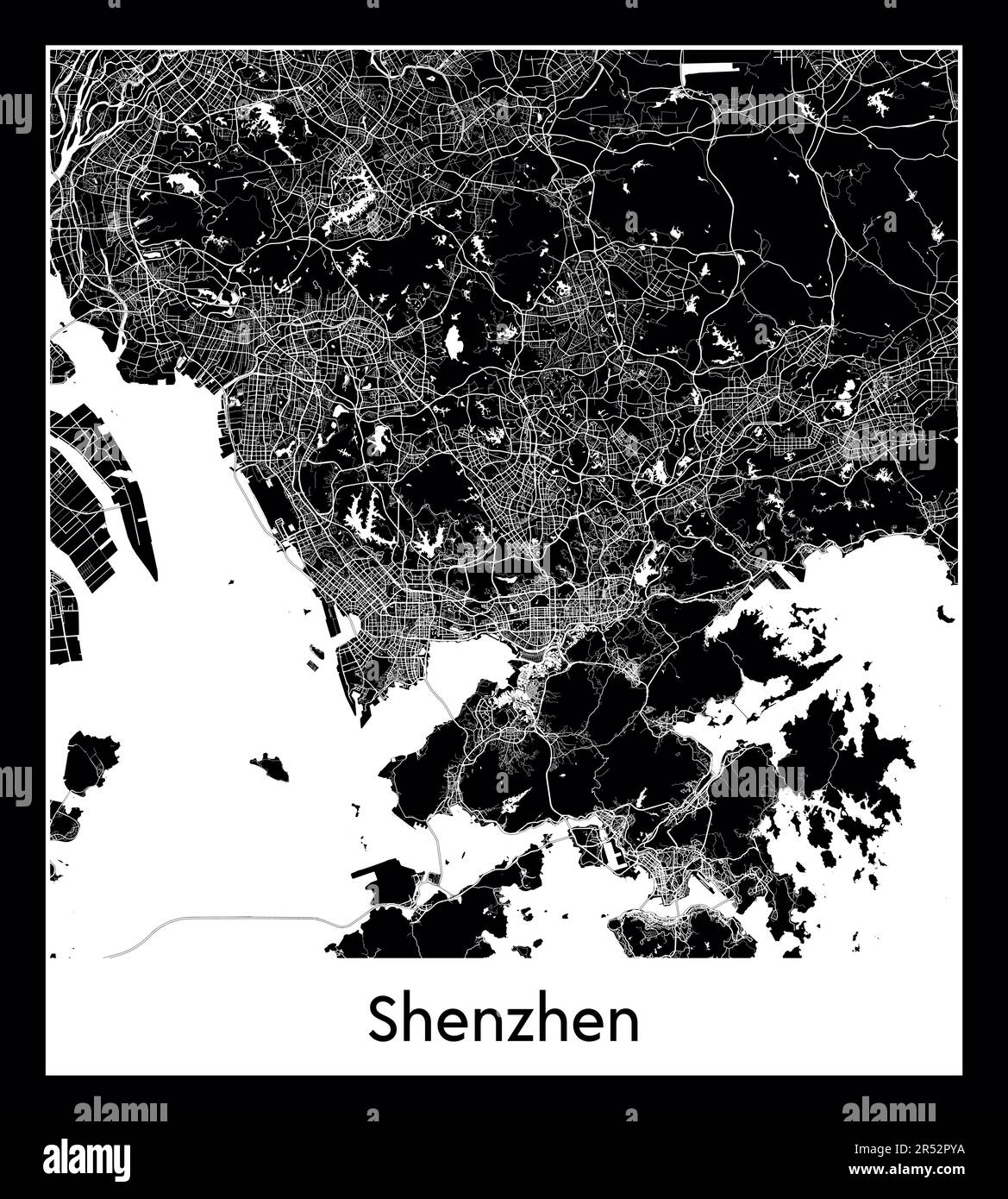 Minimal city map of Shenzhen (China AsMinimal city map of Shenzhen ...