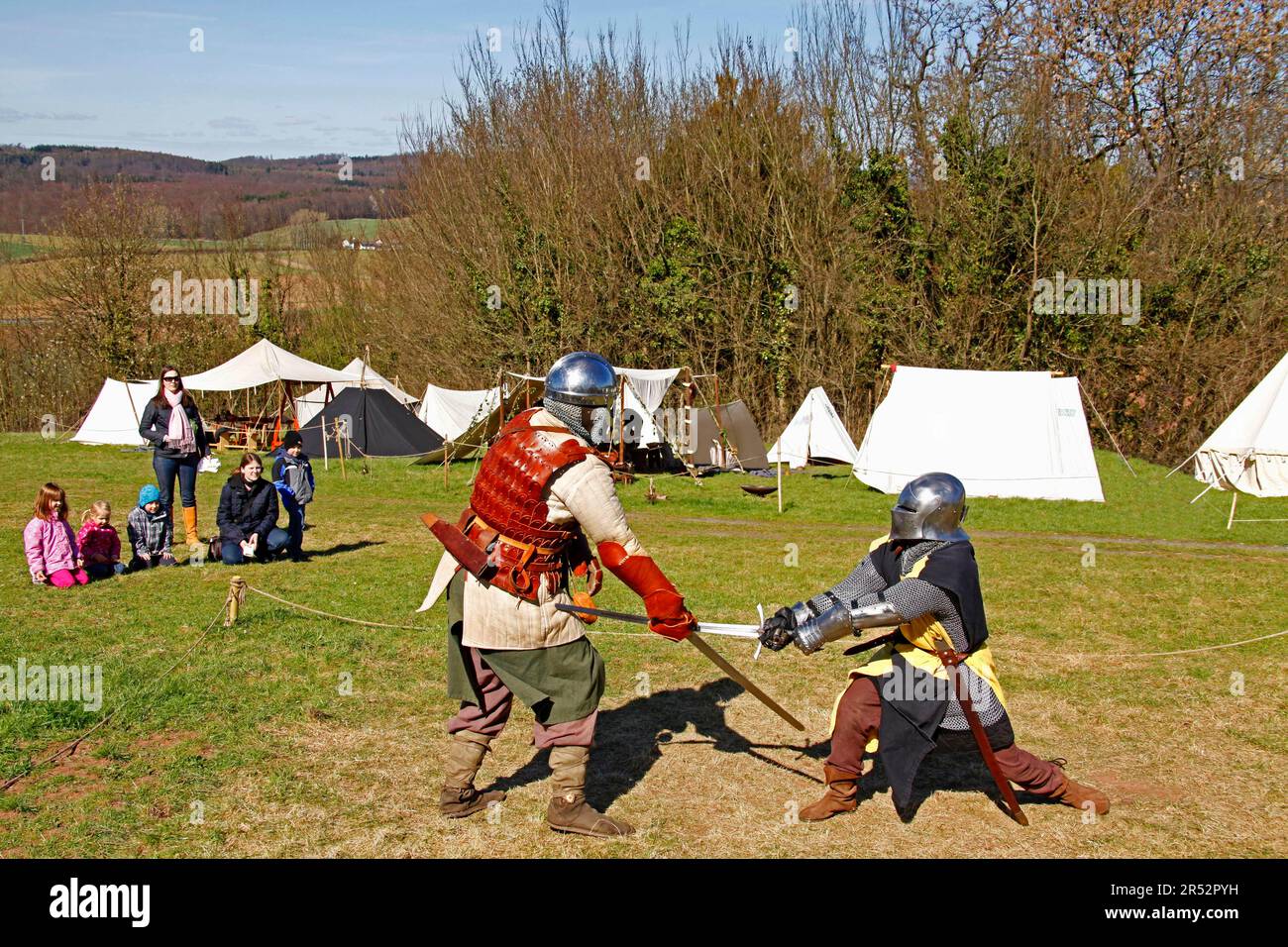 Show fight, knight tournament, sword fight, medieval Easter market ...