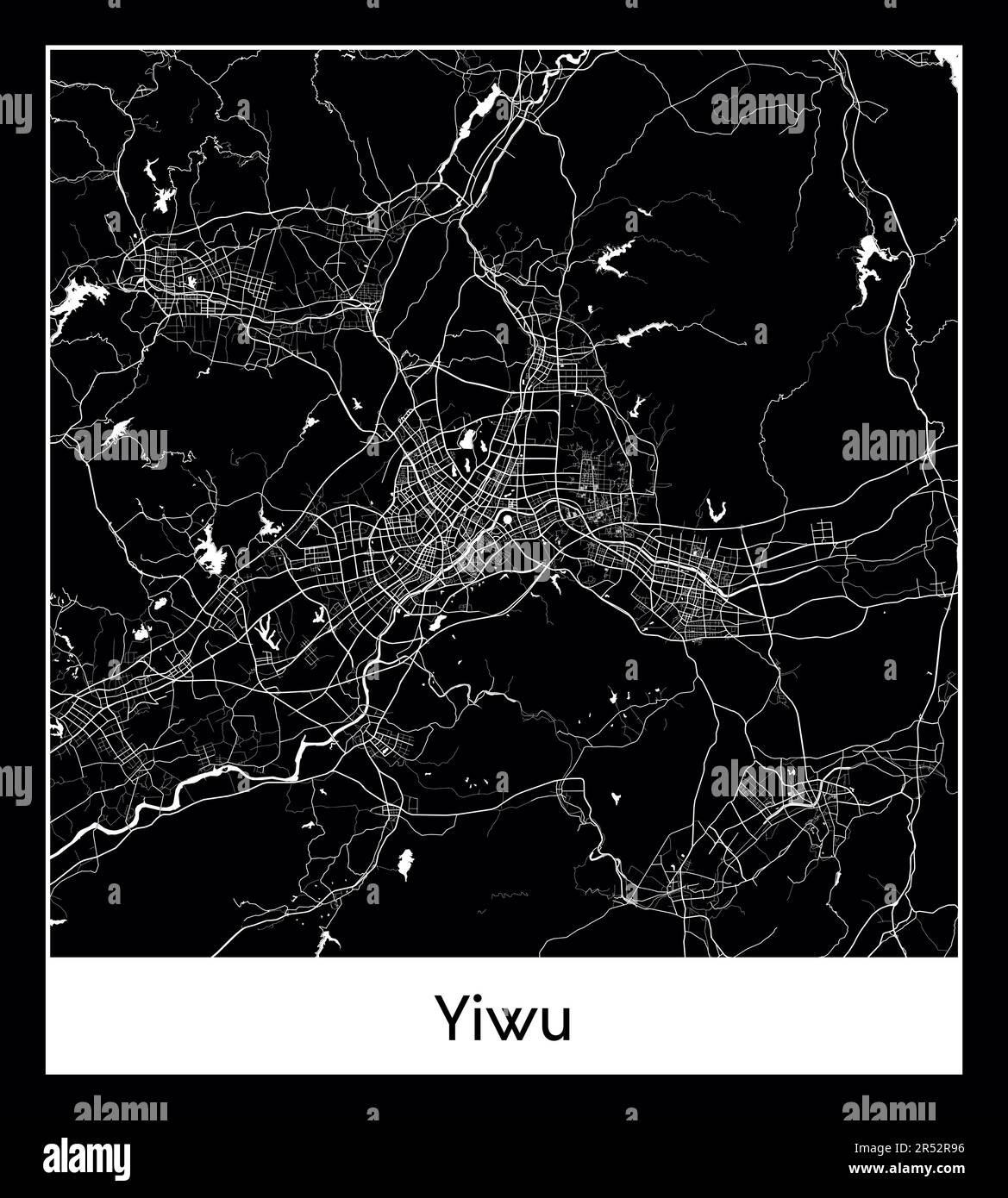 Minimal city map of Yiwu (China Asia)Minimal city map of Yiwu (China ...