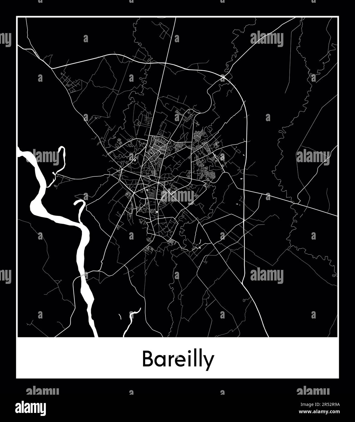 Minimal city map of Bareilly (India Asia)Minimal city map of Bareilly ...