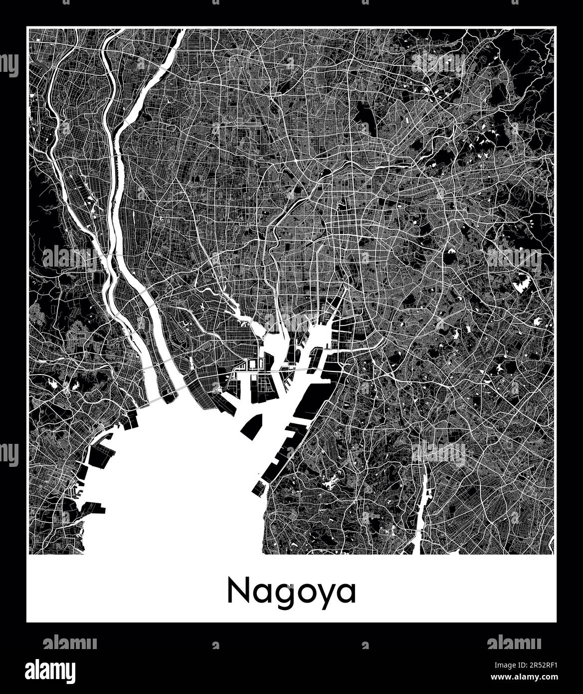 Minimal city map of Nagoya (Japan AsiaMinimal city map of Nagoya (Japan ...