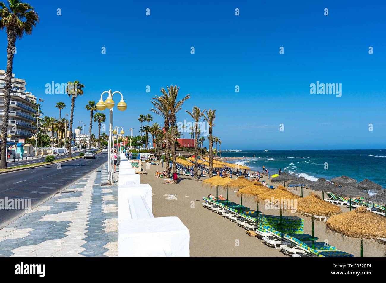 BENALMADENA, SPAIN - MAY 7, 2023: Walking on sea promenade in ...