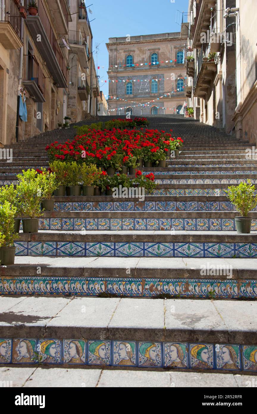 Stairs, Santa Maria del Monte, Caltagirone, Province of Catania, Sicily ...