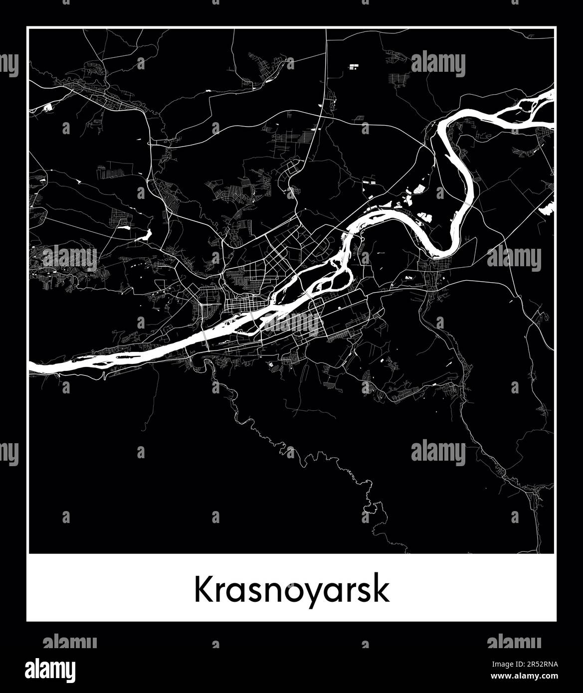 Minimal city map of Krasnoyarsk (RussiaMinimal city map of Krasnoyarsk ...