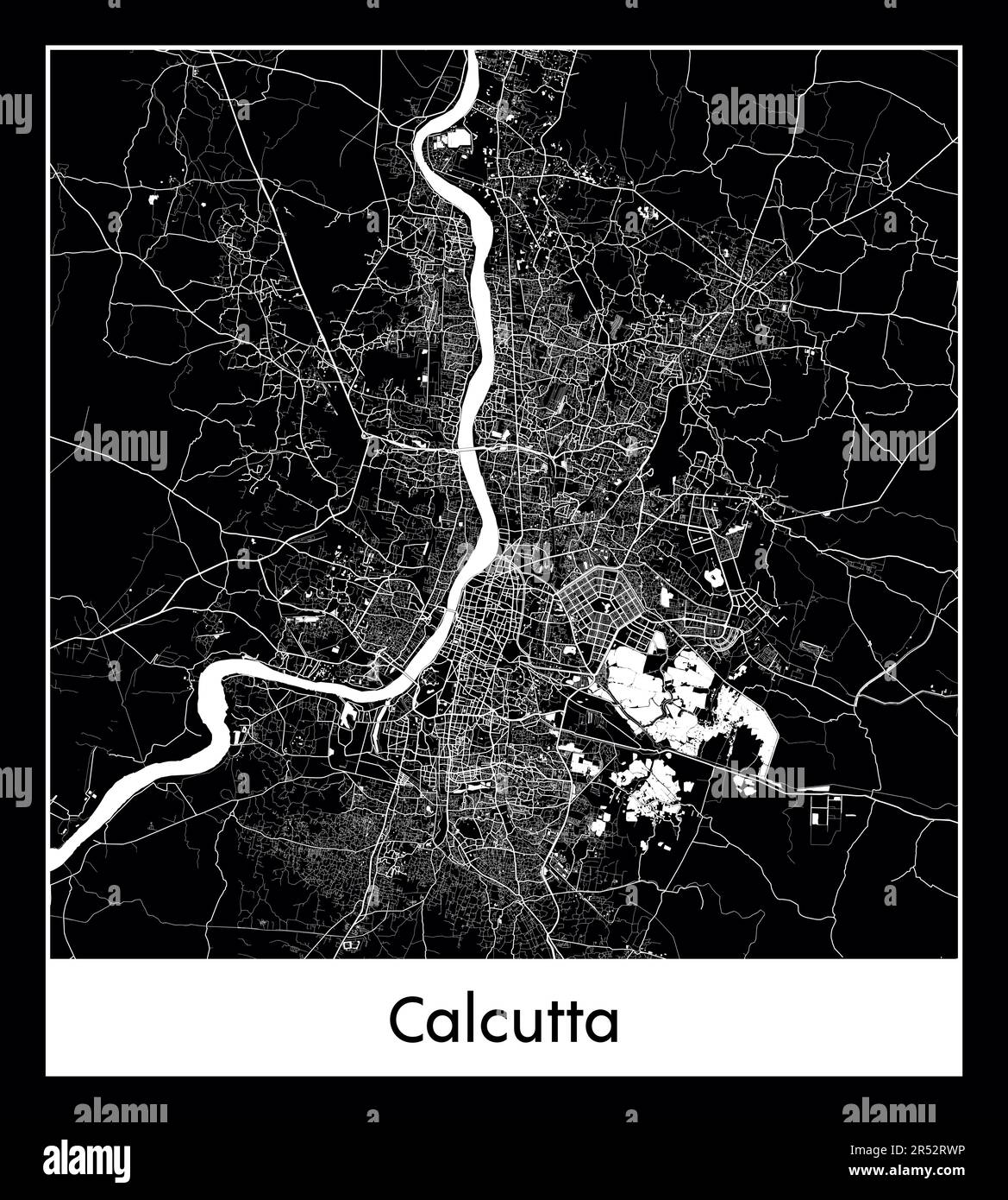 Minimal city map of Calcutta (India Asia)Minimal city map of Calcutta ...