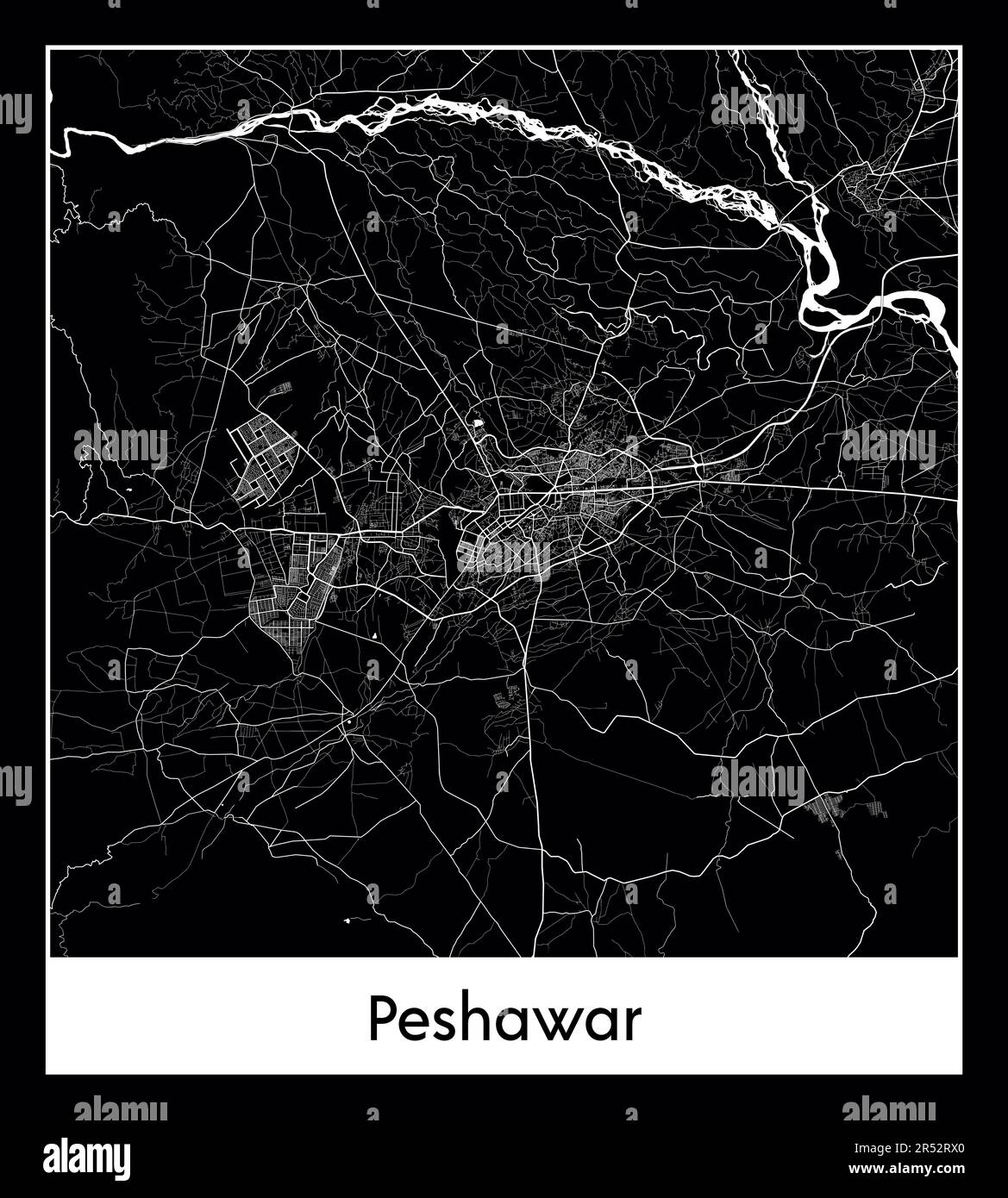Minimal city map of Peshawar (Pakistan Minimal city map of Peshawar ...