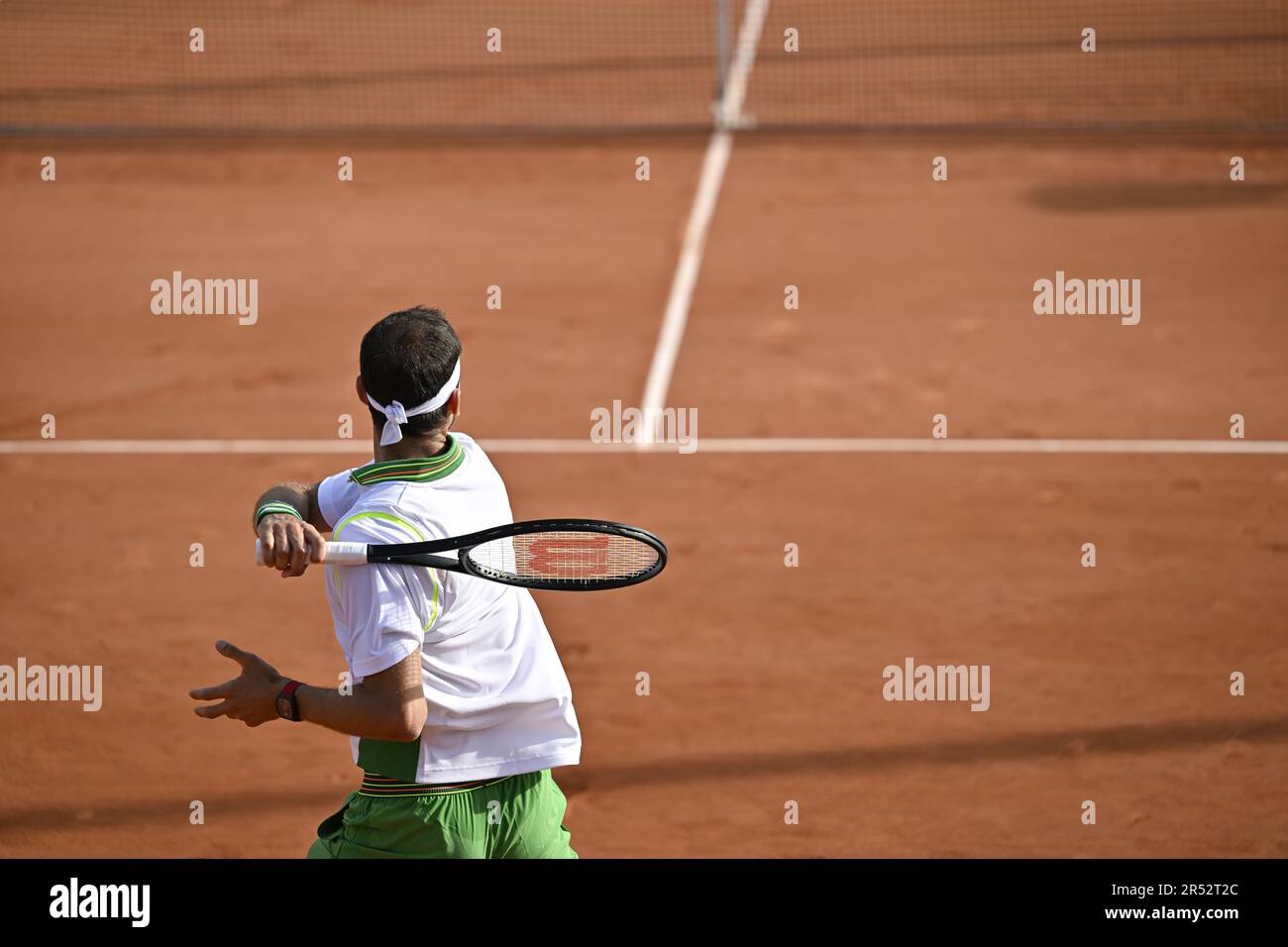 Paris, France - May 31, 2023, Illustration with a forehand of Grigor ...