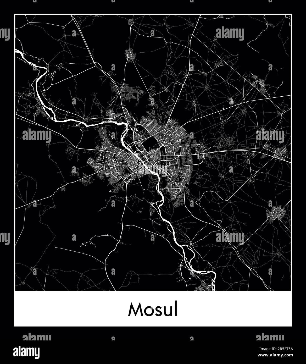Minimal city map of Mosul (Iraq Asia)Minimal city map of Mosul (Iraq ...