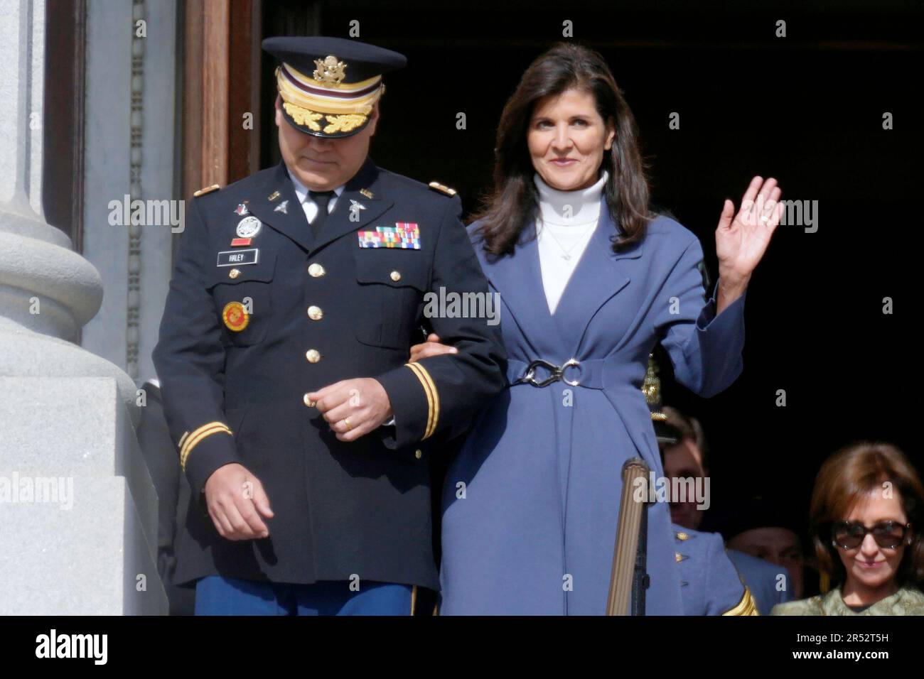 FILE - Former South Carolina Gov. Nikki Haley, right, waves as she and ...