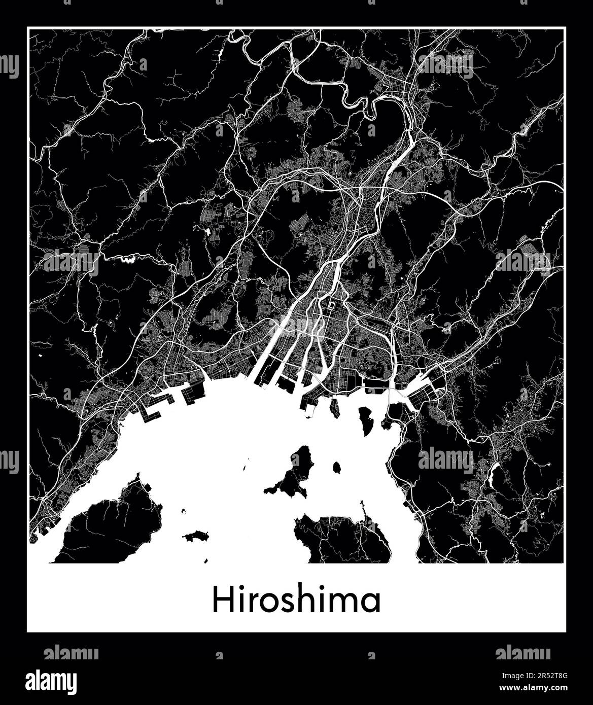 Minimal city map of Hiroshima (Japan AsMinimal city map of Hiroshima ...
