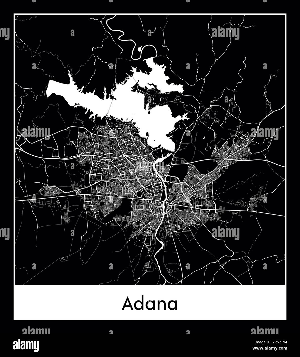 Minimal city map of Adana (Turkey Asia)Minimal city map of Adana ...