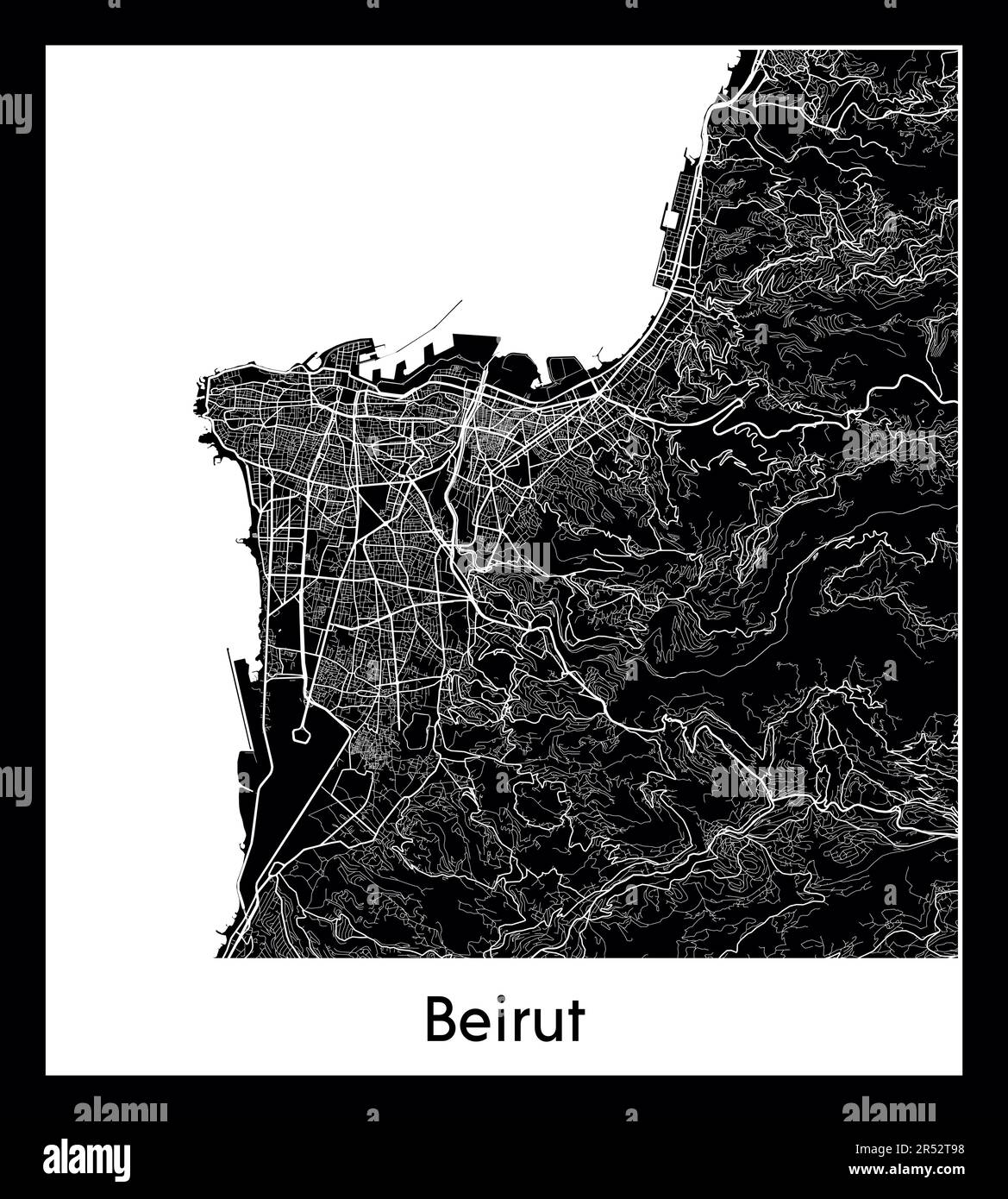Minimal city map of Beirut (Lebanon AsiaMinimal city map of Beirut ...