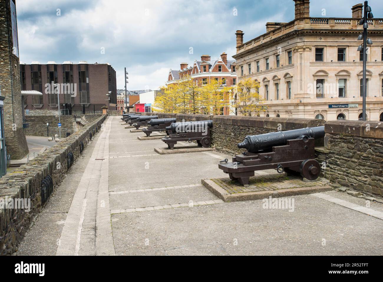 City Wall, Derry, Northern Ireland, Londonderry, Cannons Stock Photo ...