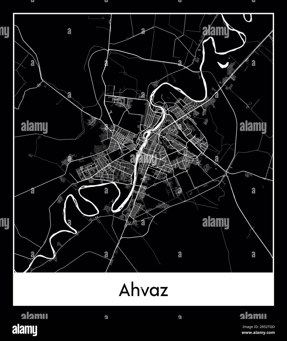 Minimal city map of Ahvaz (Iran Asia)Minimal city map of Ahvaz (Iran ...