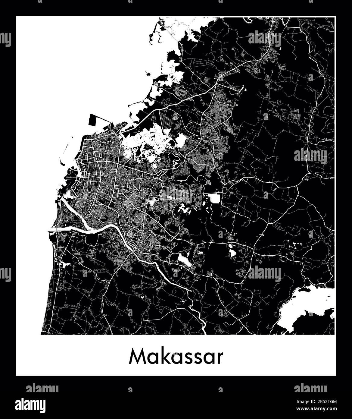 Minimal city map of Makassar (IndonesiaMinimal city map of Makassar ...