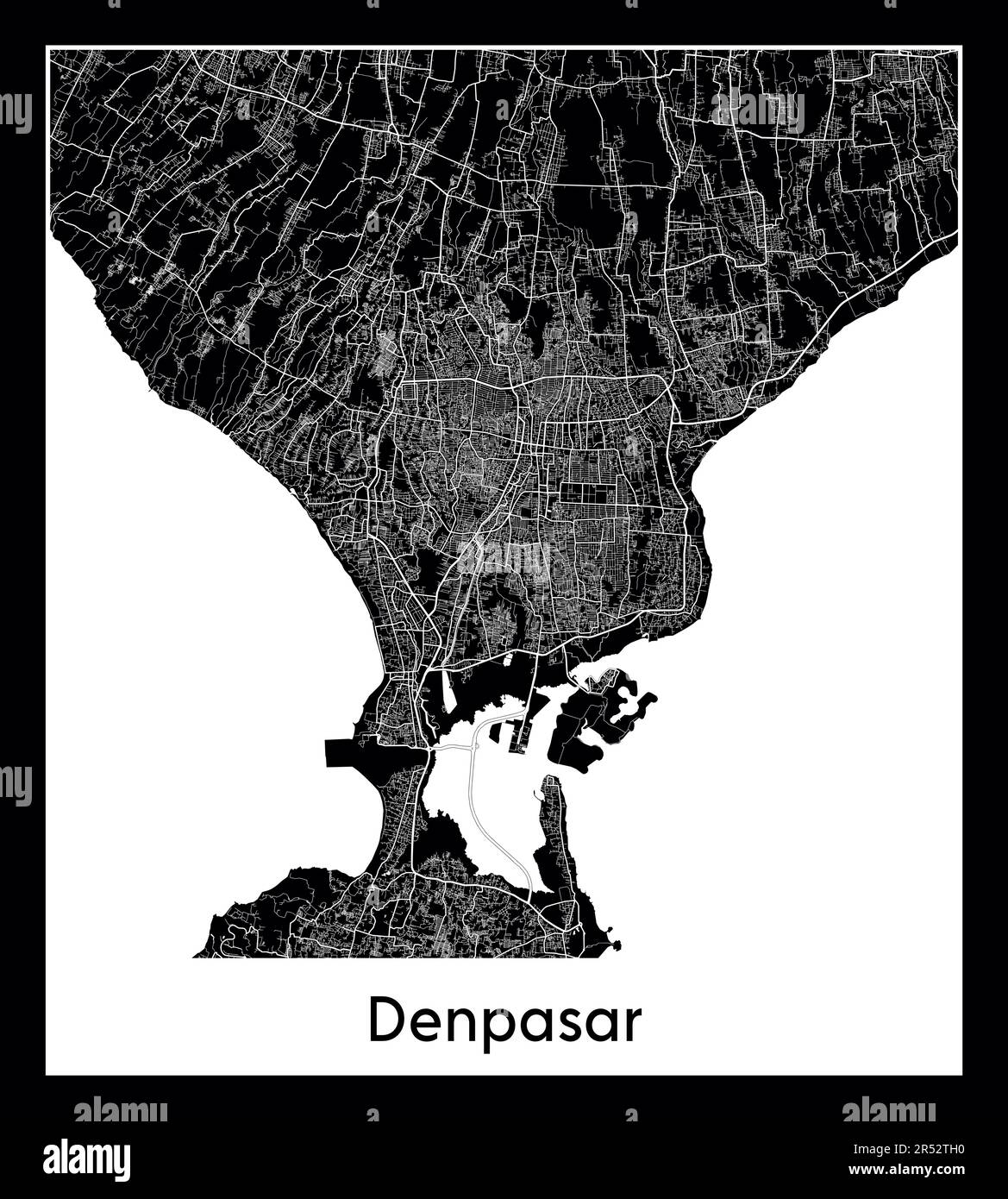 Minimal city map of Denpasar (IndonesiaMinimal city map of Denpasar ...